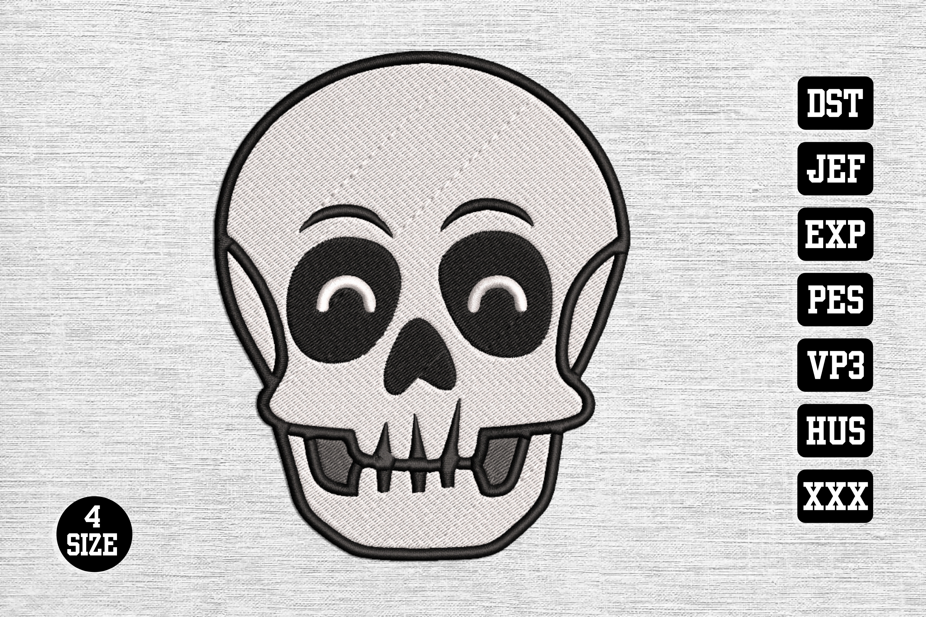 Smiling Skull Embroidery Design, Embroidery File, DST File | Inspire Uplift