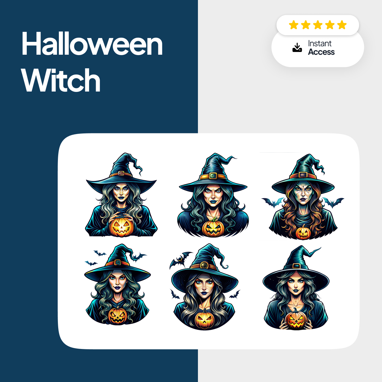 6 Halloween Witch Clipart Bundle | Inspire Uplift