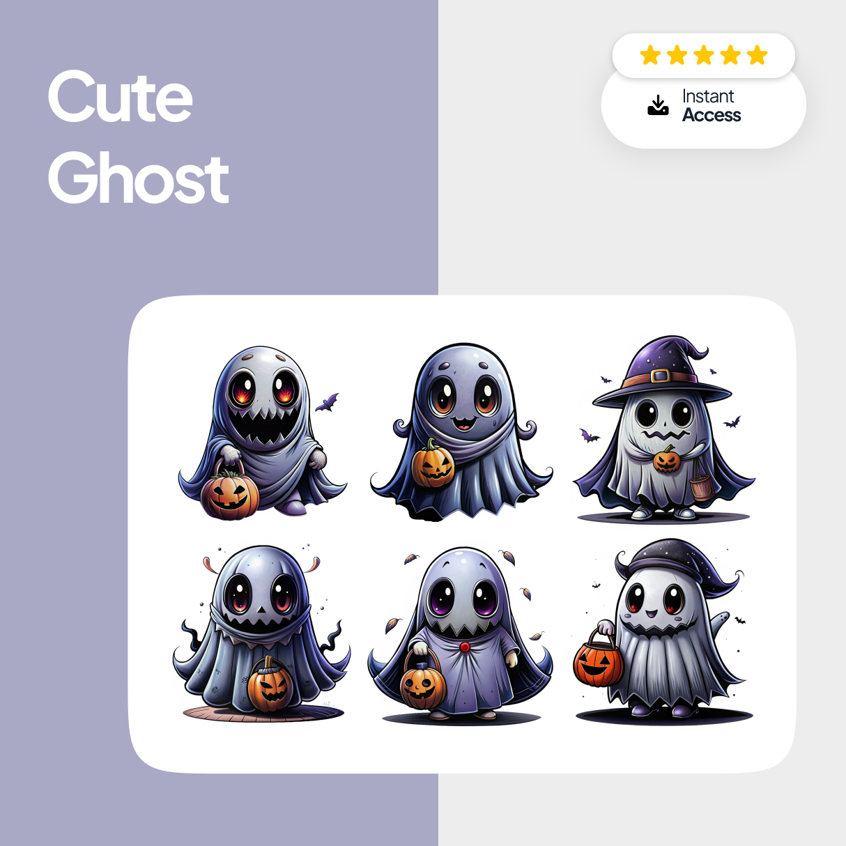 6 Cute Ghost Clipart Pack | Inspire Uplift