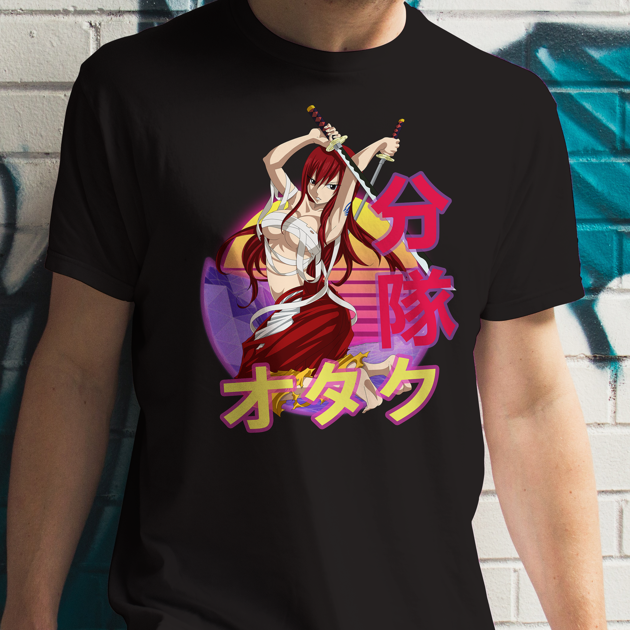 Erza Scarlet Fairy Tail Feari Teiru Retro Sunset Anime Unise | Inspire ...