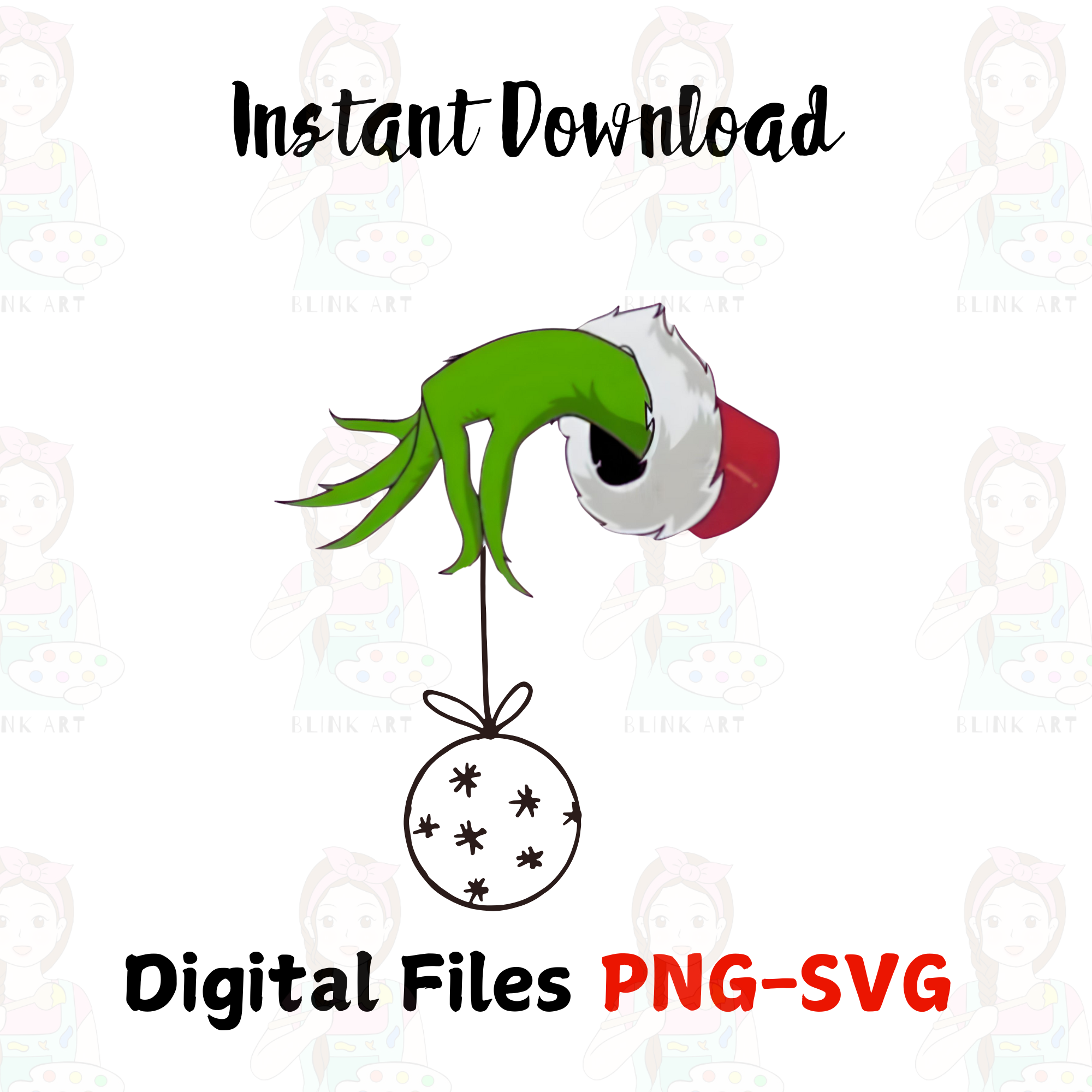 Grinch Hand With Ornament Svg | Inspire Uplift