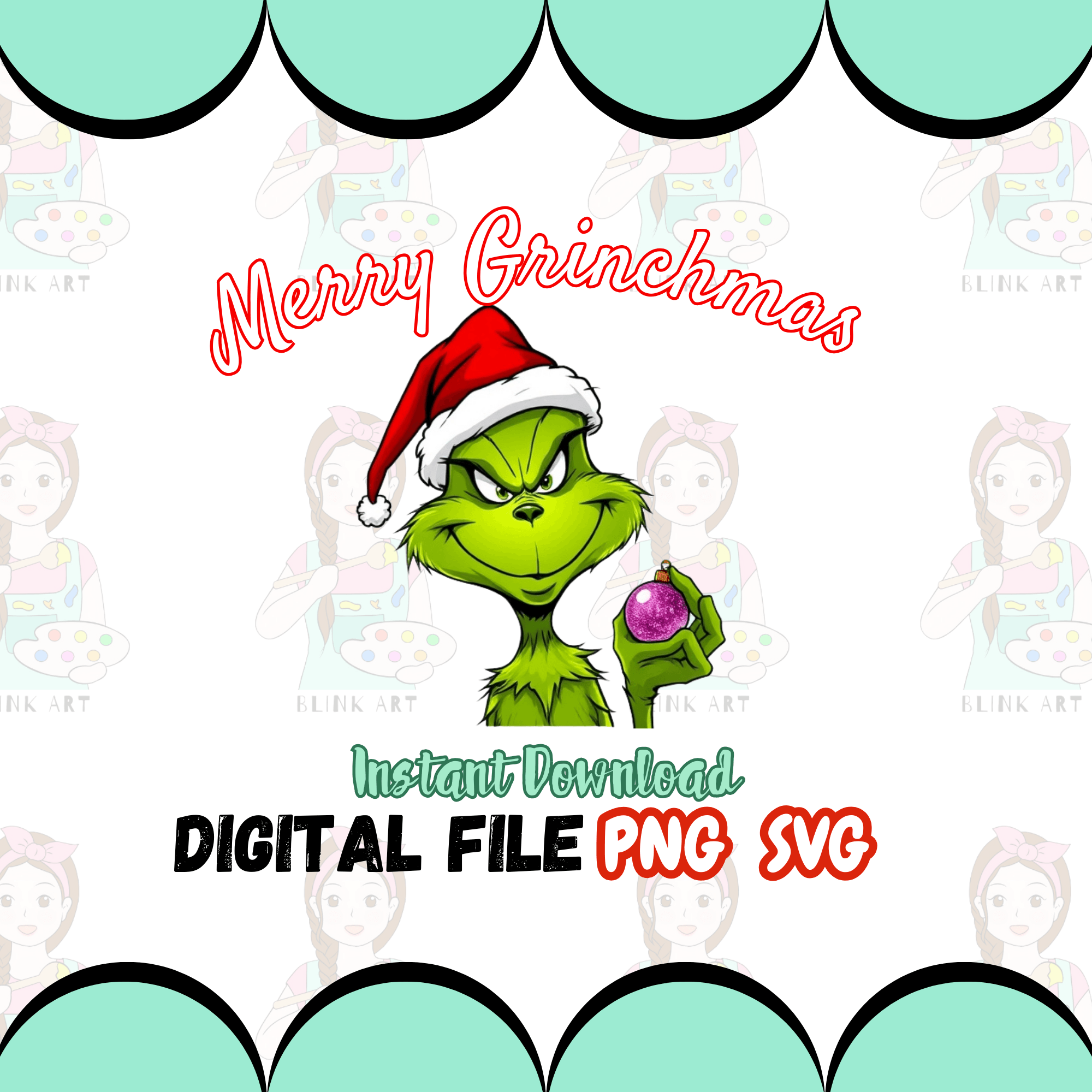 Grinch with a mischievous smile, wearing a Santa hat, holdin | Inspire ...