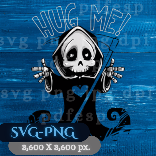 Cute Grim Reaper "Hug Me" Hug Me" PNG, SVG, Halloween Kawaii | Inspire ...
