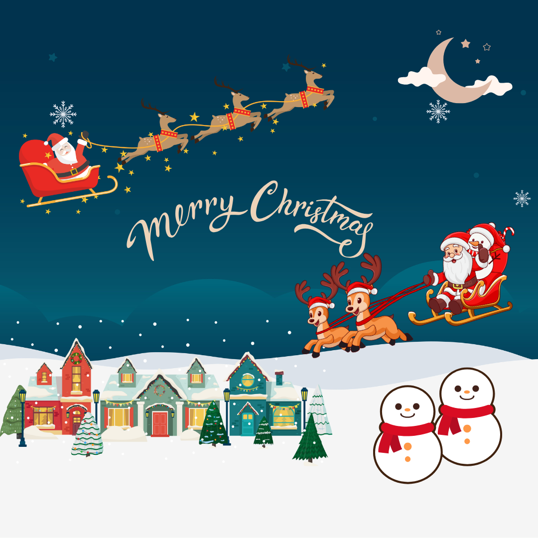 Santa Flying Over Town Christmas Night Scene SVG & PNG – Fes | Inspire ...
