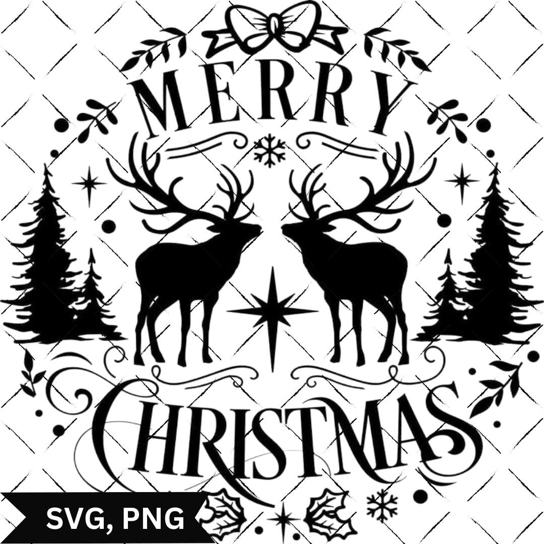 Merry Christmas Reindeer SVG PNG Festive Holiday Deer Clipar | Inspire ...