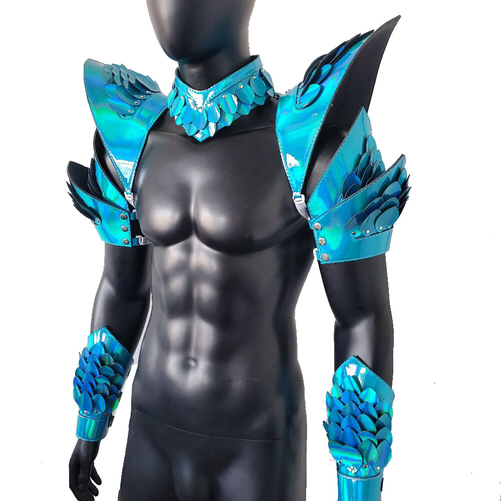 Burning Man Holographic Laser Blue Dragon Scale Armor,Rave F | Inspire ...