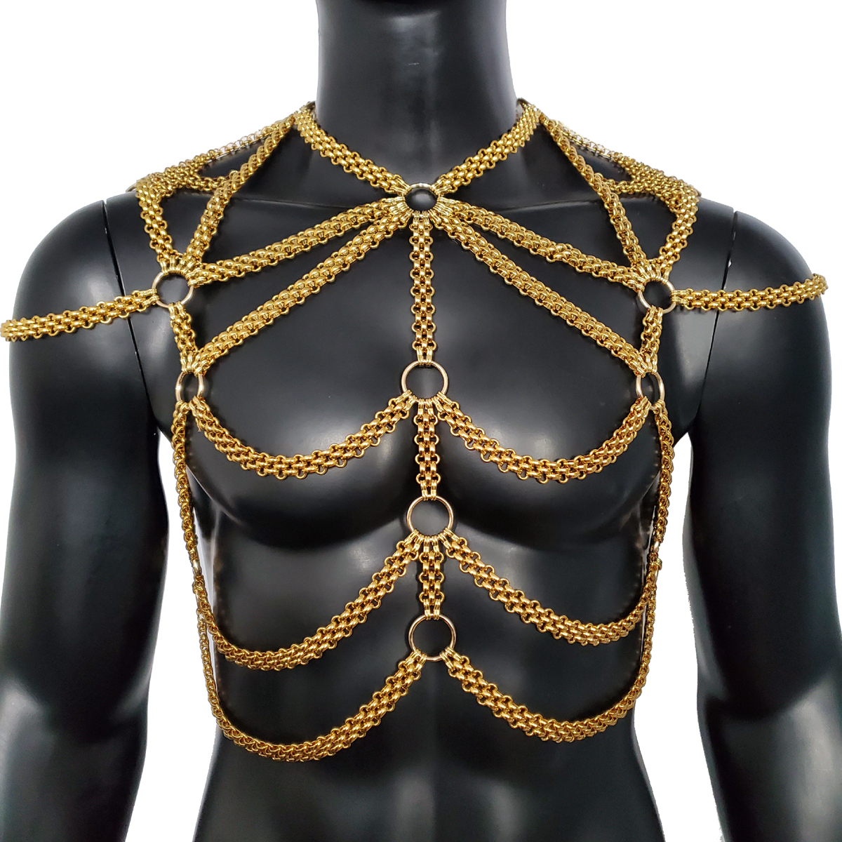 Rave Man Gold Body Chain Harness, Punk Burning Man Stainless | Inspire ...