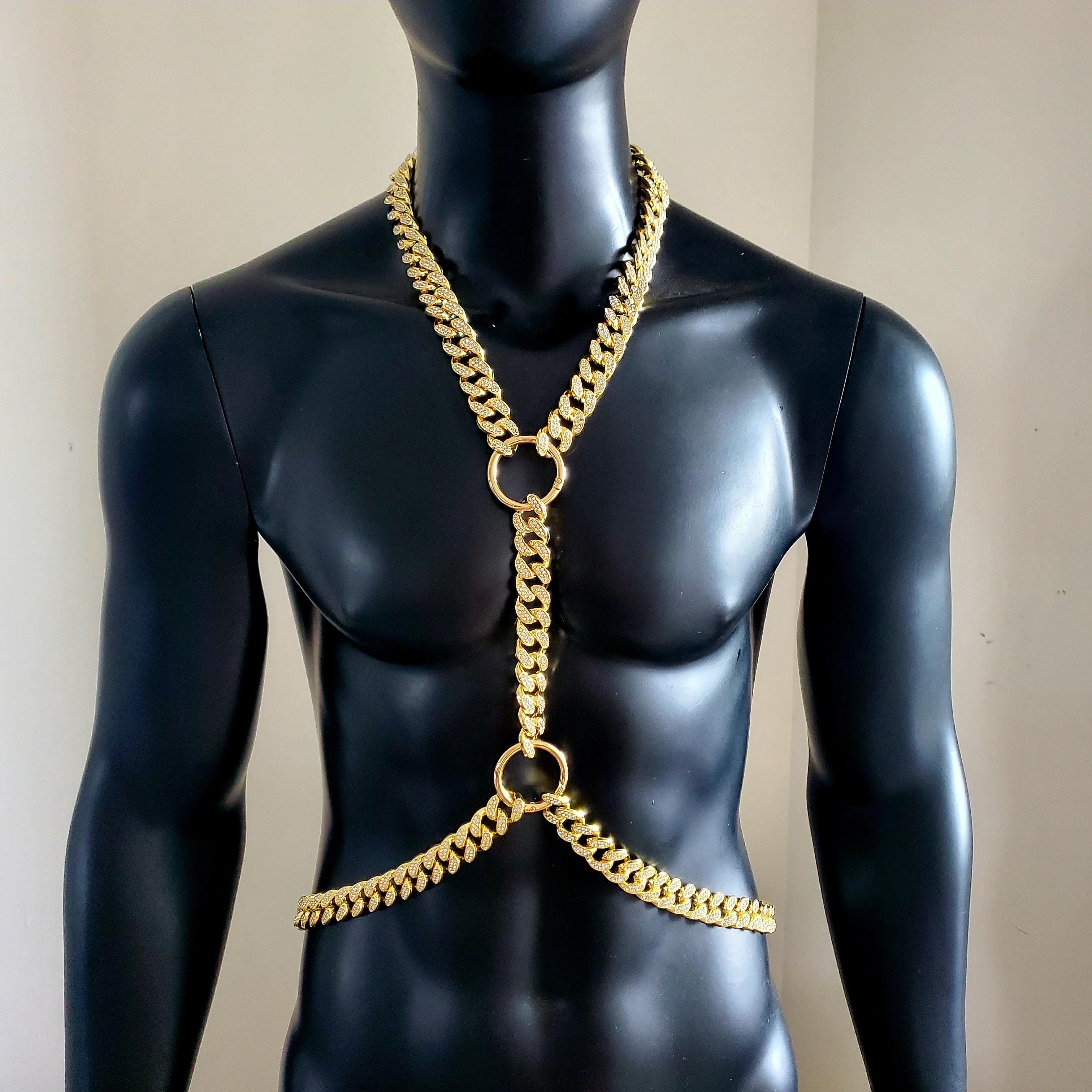Rave Festival Burning Man Gold Rhinestone Body Chest Chain H | Inspire ...