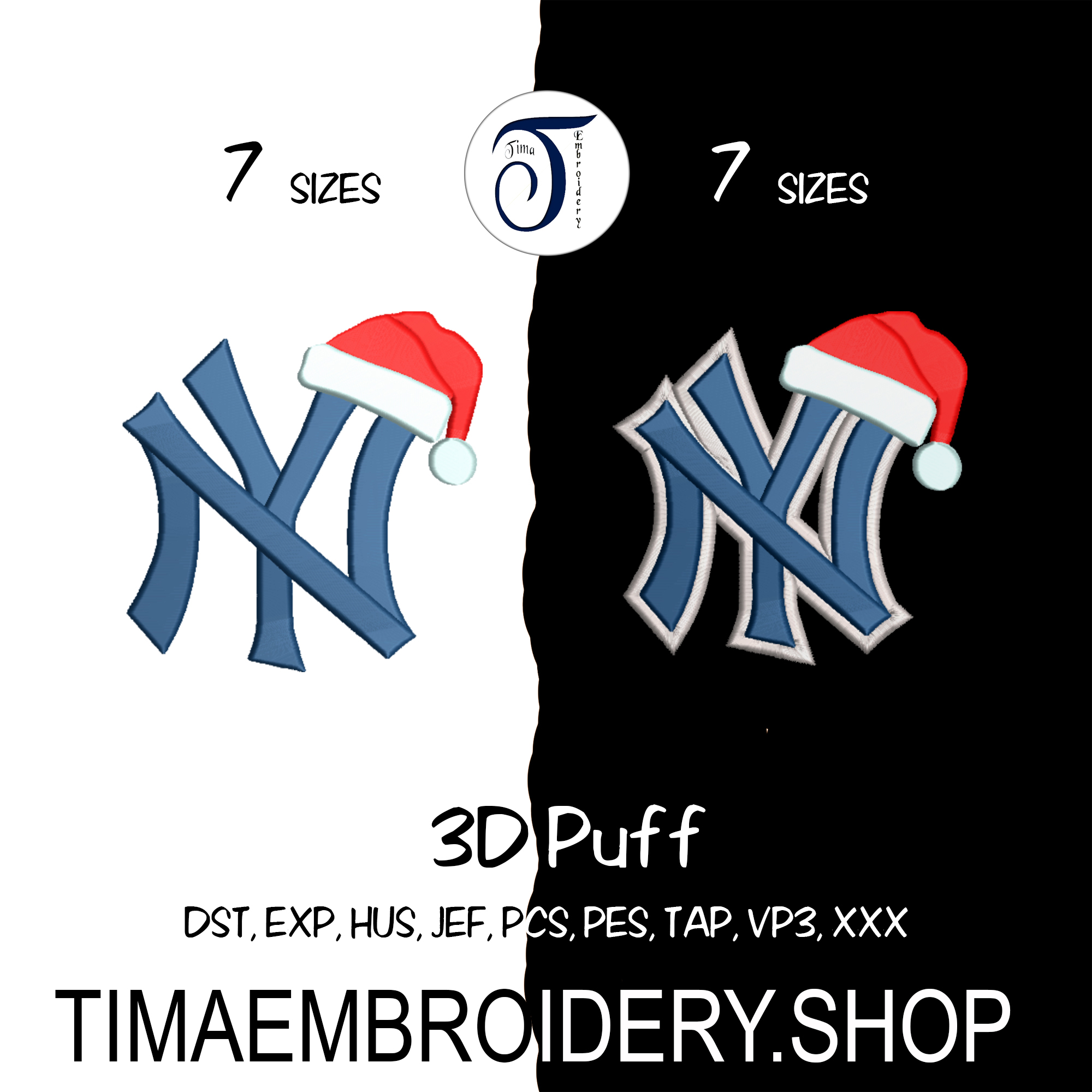 Christmas Logo New York Yankees 3D Puff Embroidery Design. M | Inspire ...