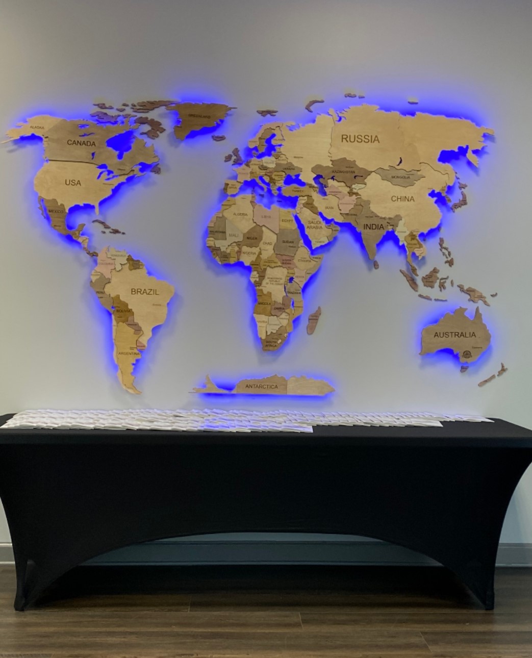 3D RGB LED Wood World Map - 5th anniversary gift | Inspire Uplift
