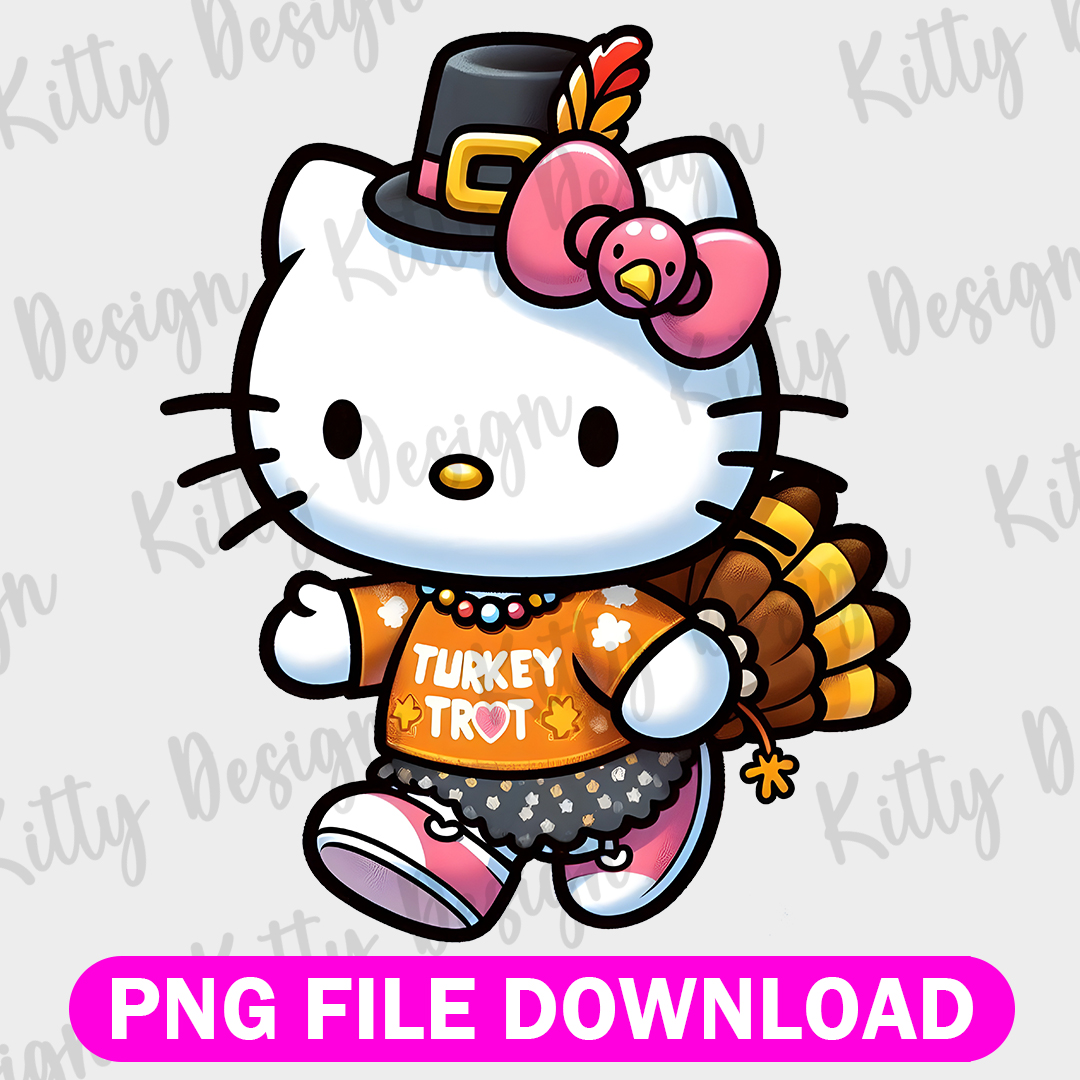 Turkey Trot Hello Kitty PNG l Hello Kitty clipart l Falling | Inspire ...