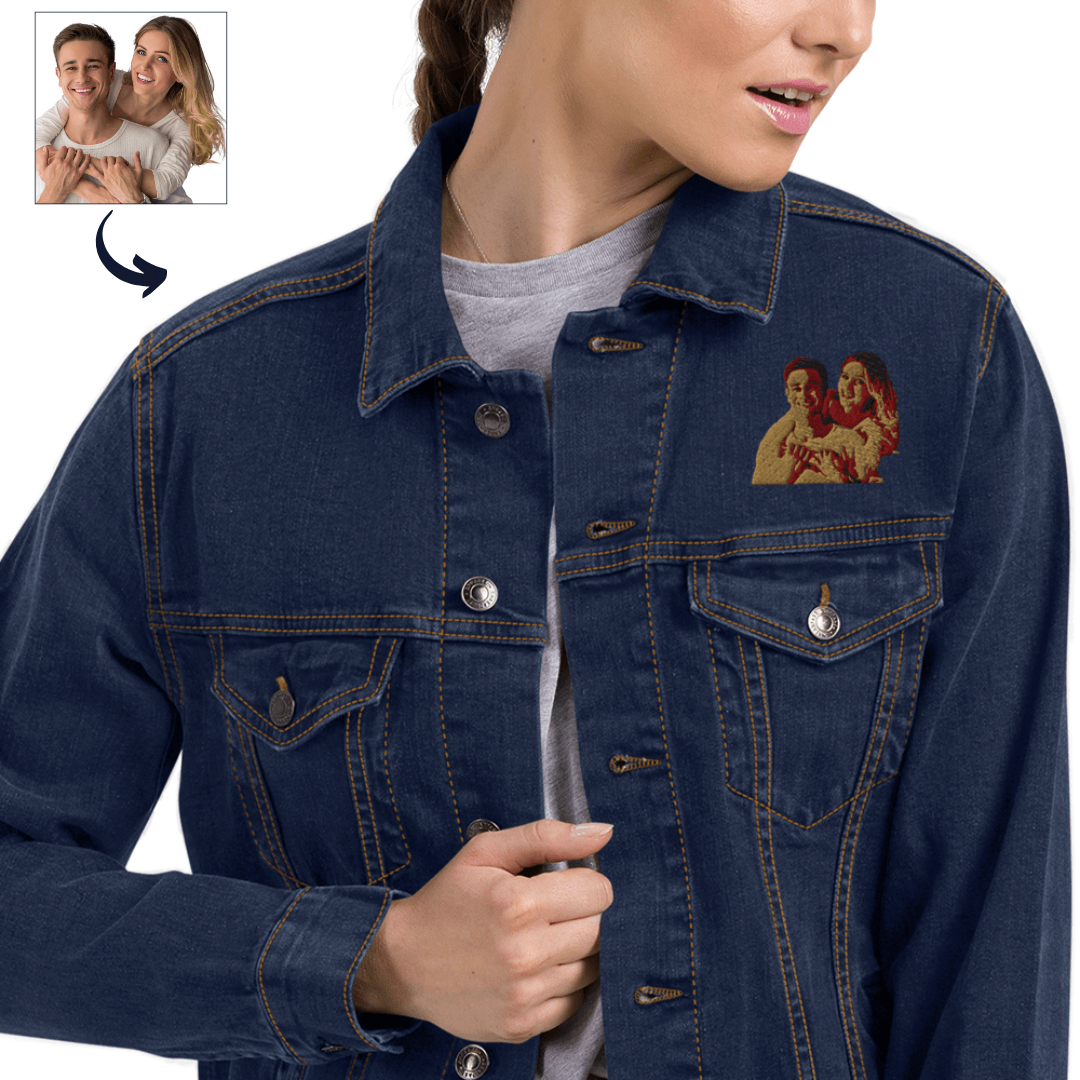 Custom Embroidered Denim Jacket with Your Photo | Inspire Uplift