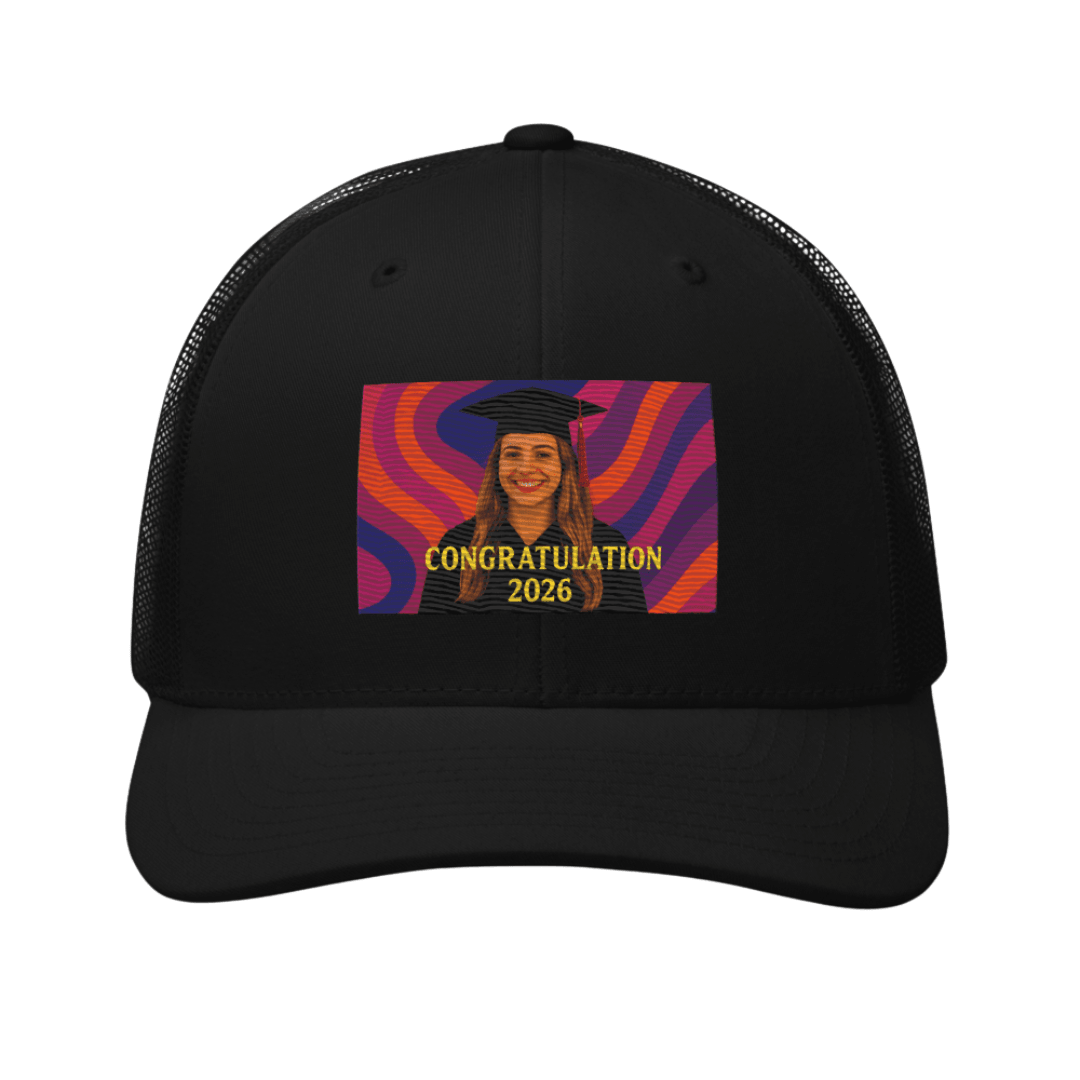 Custom Trucker Hat with Graduation Cap Drawing & Photo – Per | Inspire ...