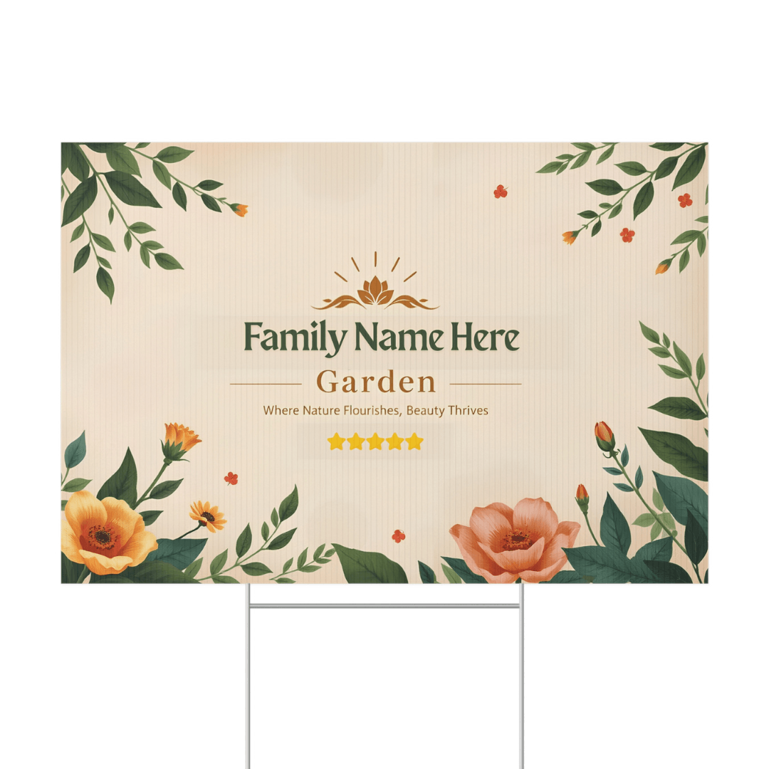 Custom Garden Sign with Family Name – Personalized Floral Ya | Inspire ...