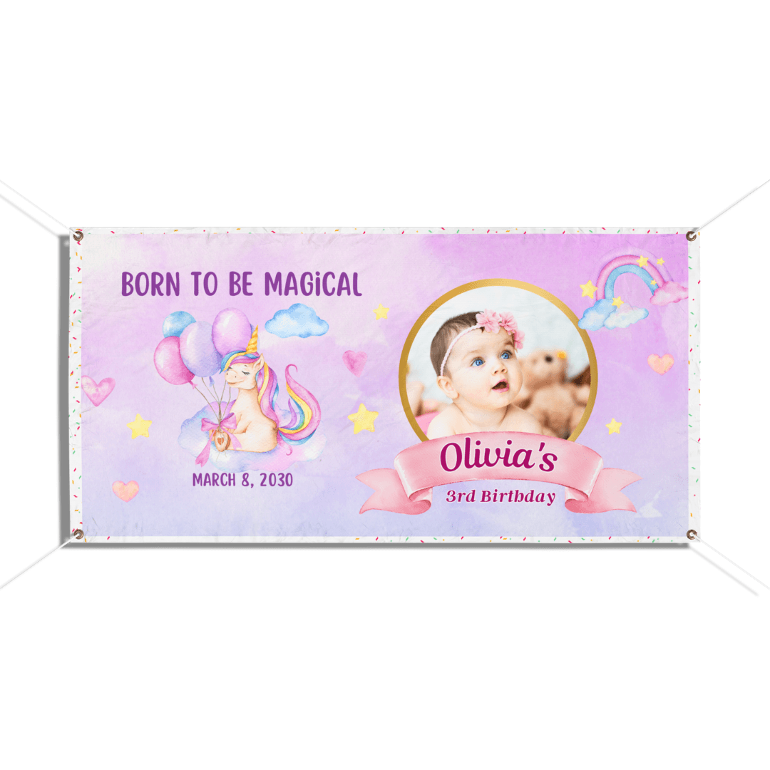 Personalized Unicorn 3rd Birthday Banner | Custom Happy Birt | Inspire ...