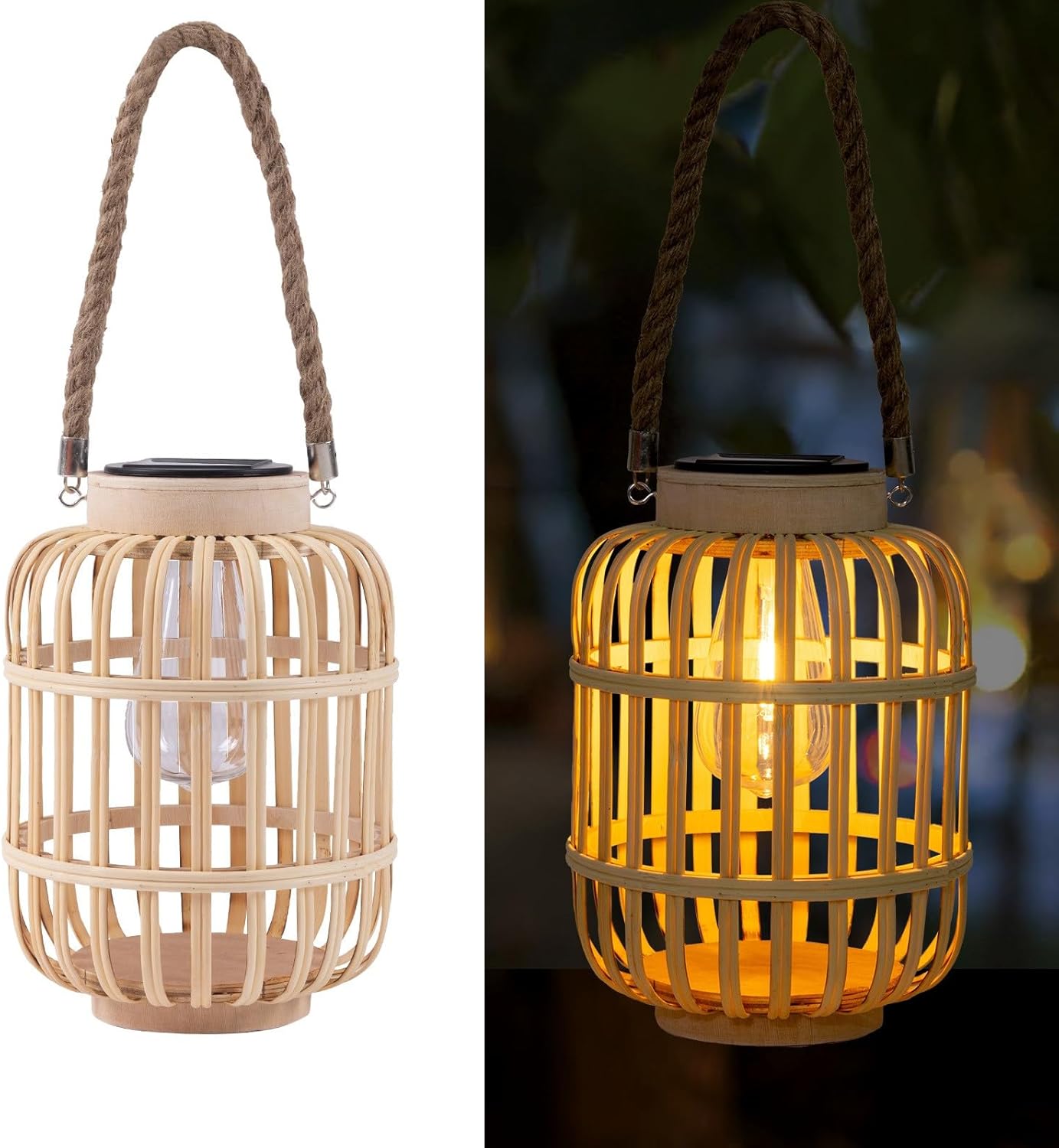 Outdoor Solar Lanterns Light Rattan Natural Lantern | Inspire Uplift