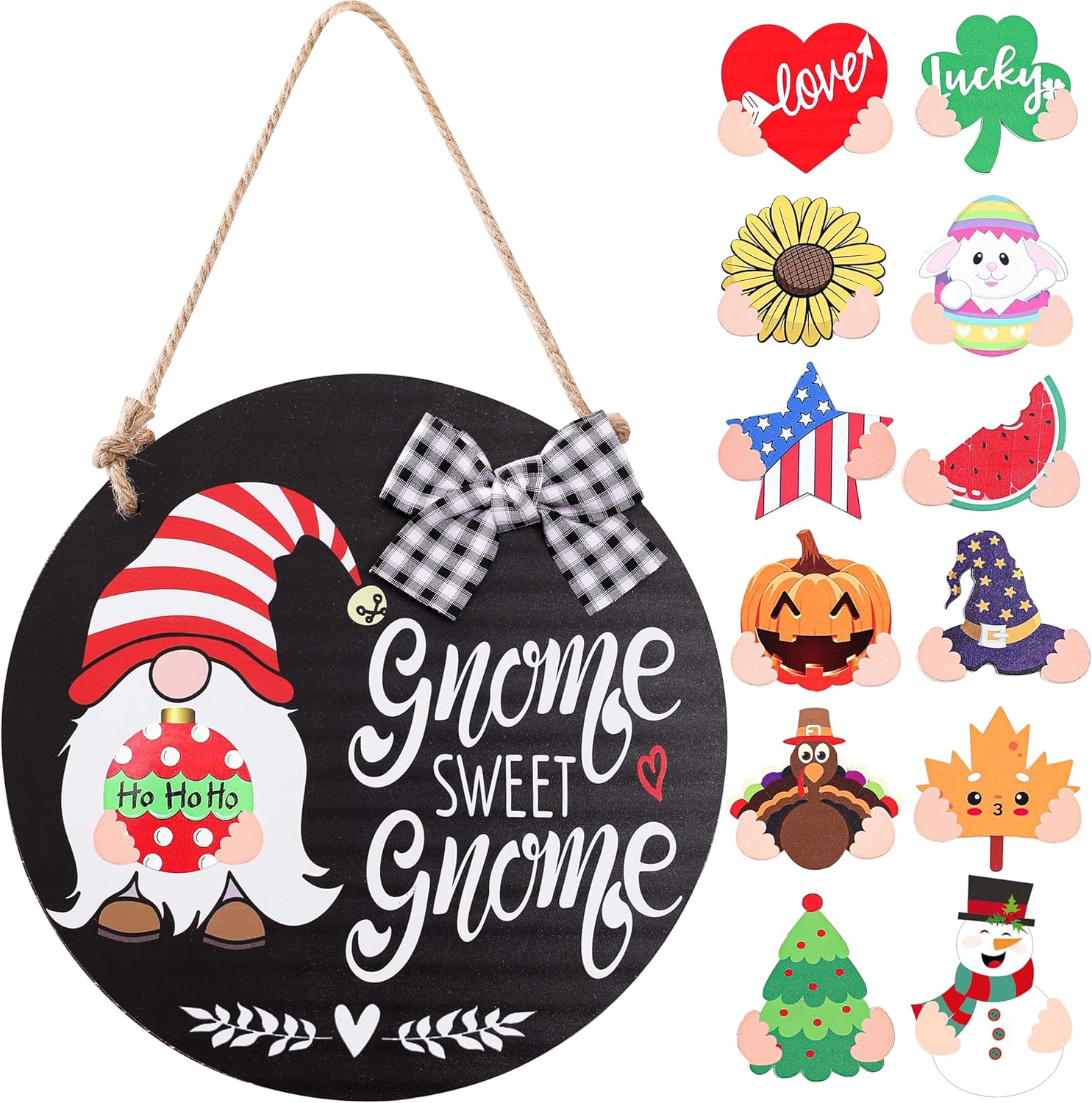 Interchangeable Seasonal Gnome Sweet Gnome Welcome Sign for | Inspire ...
