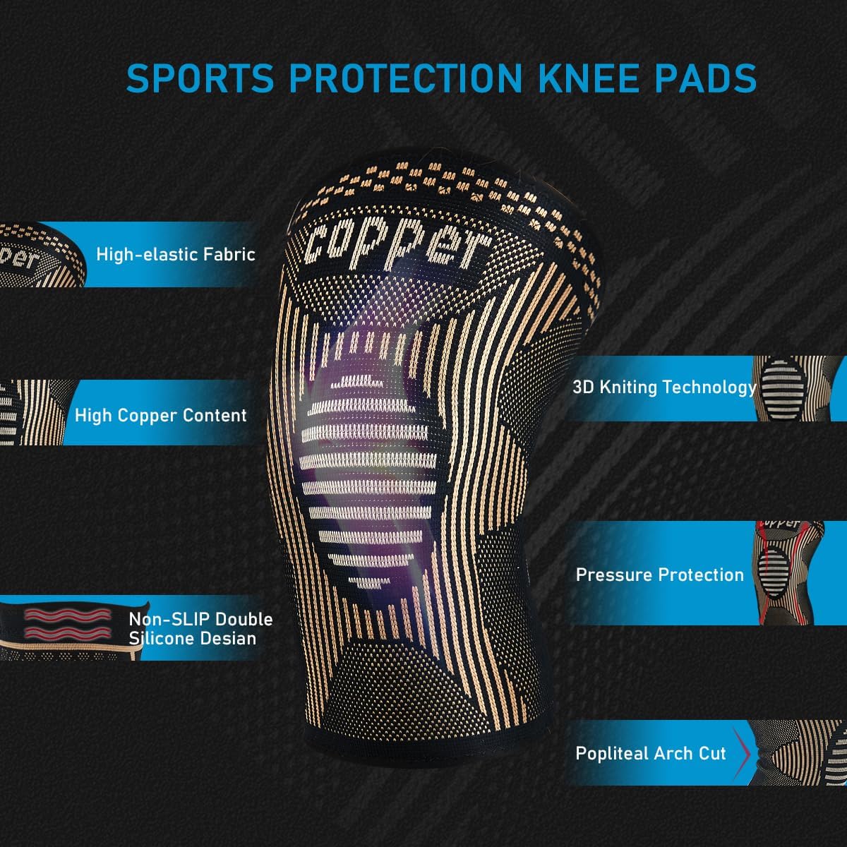 Copper Knee Braces for Knee Pain 2 pack | Inspire Uplift