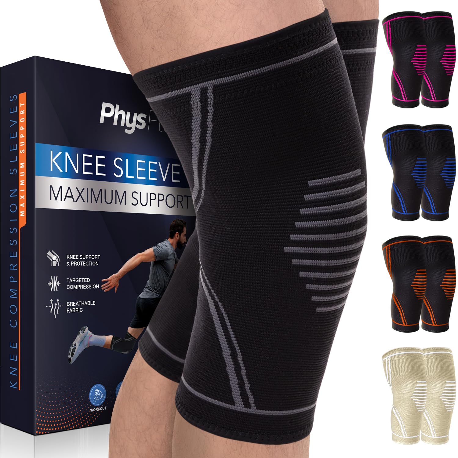 Knee Brace for Pain Relief - 2 Pack Knee Compression Sleeves | Inspire Uplift