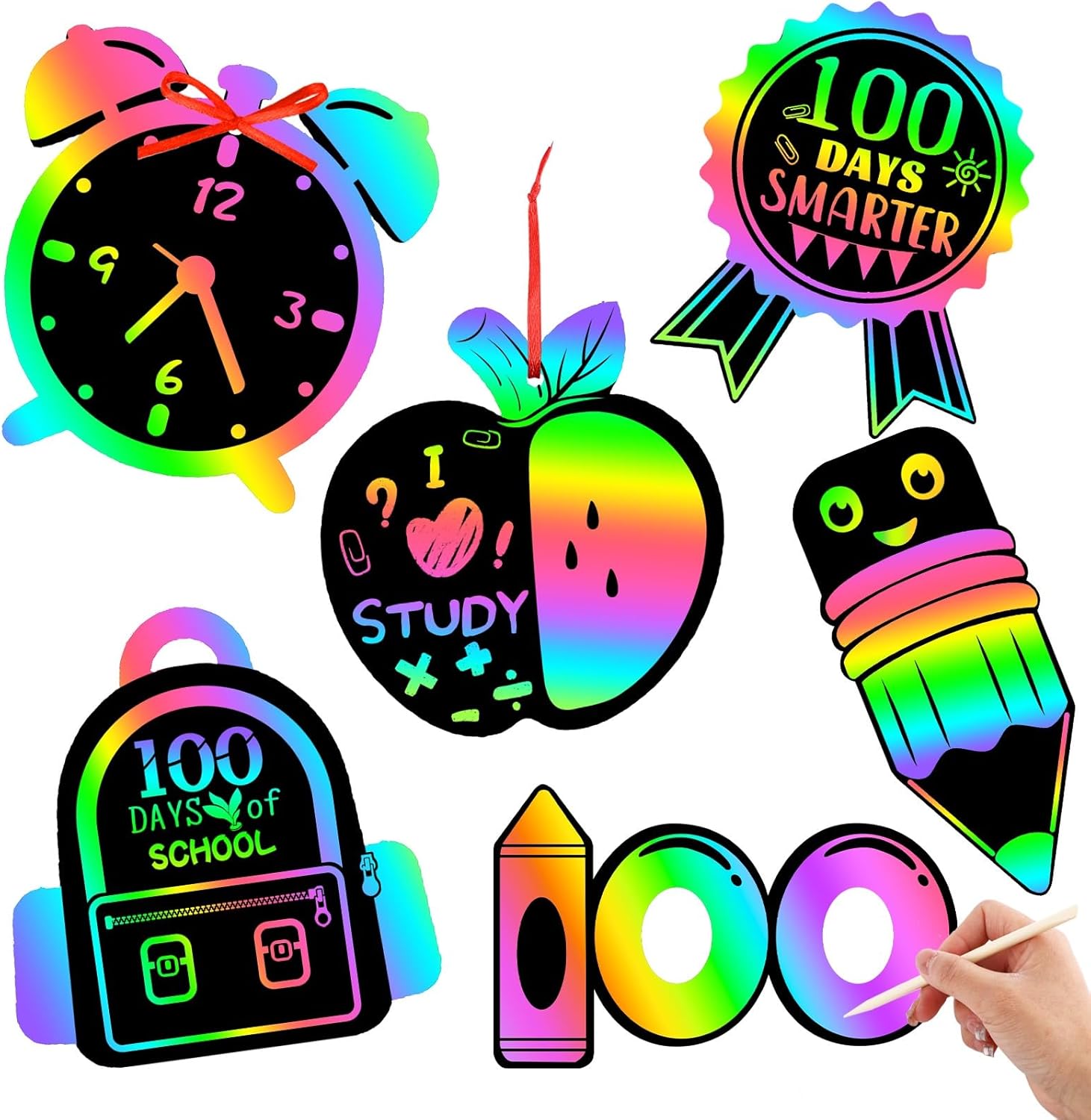 100 Days of School Scratch Art for Kids | Inspire Uplift
