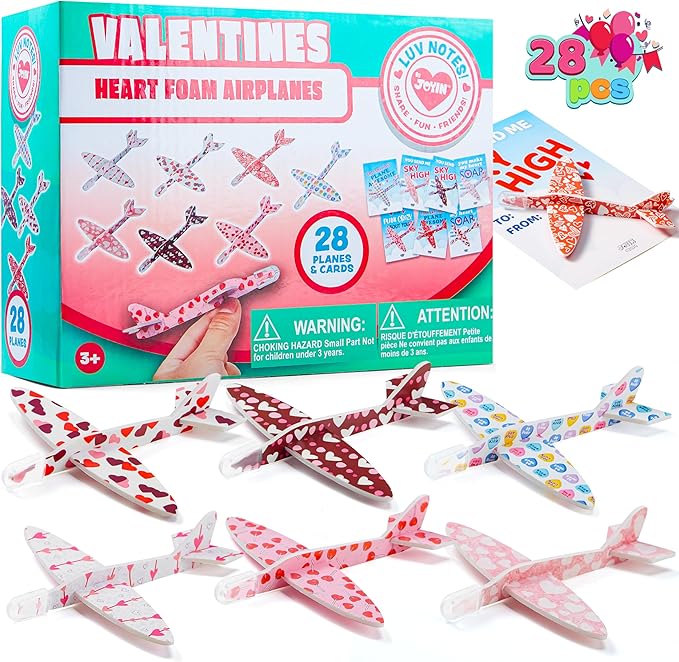 28 Pack Valentine's Day Greeting Cards with Foam Airplanes, | Inspire ...