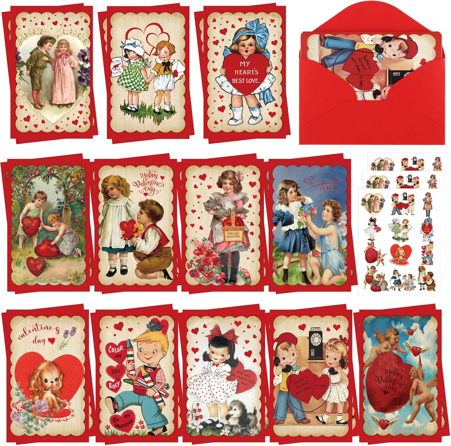 Valentines Day Cards with Sticker Cute Boys Girls | Inspire Uplift
