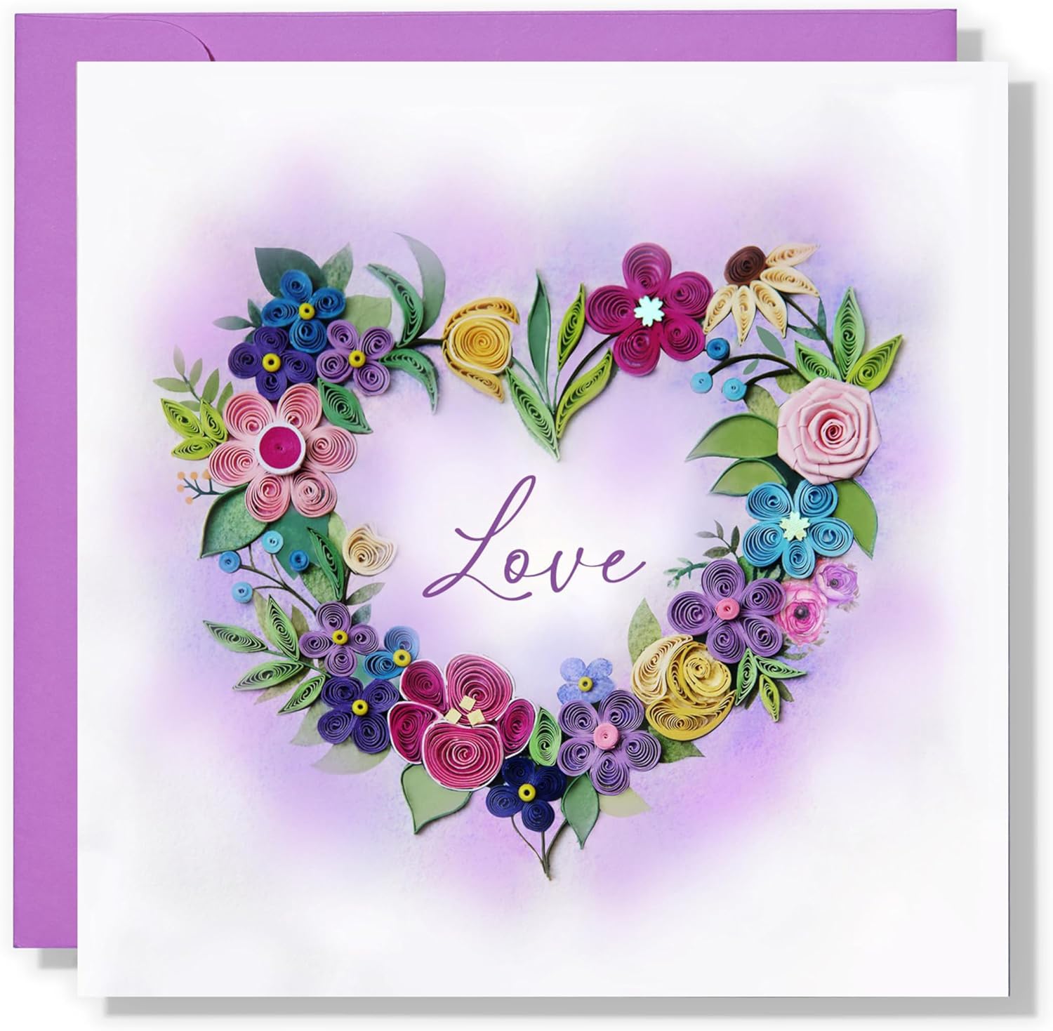 Valentines Day Card, Colorful Flower Heart Card | Inspire Uplift