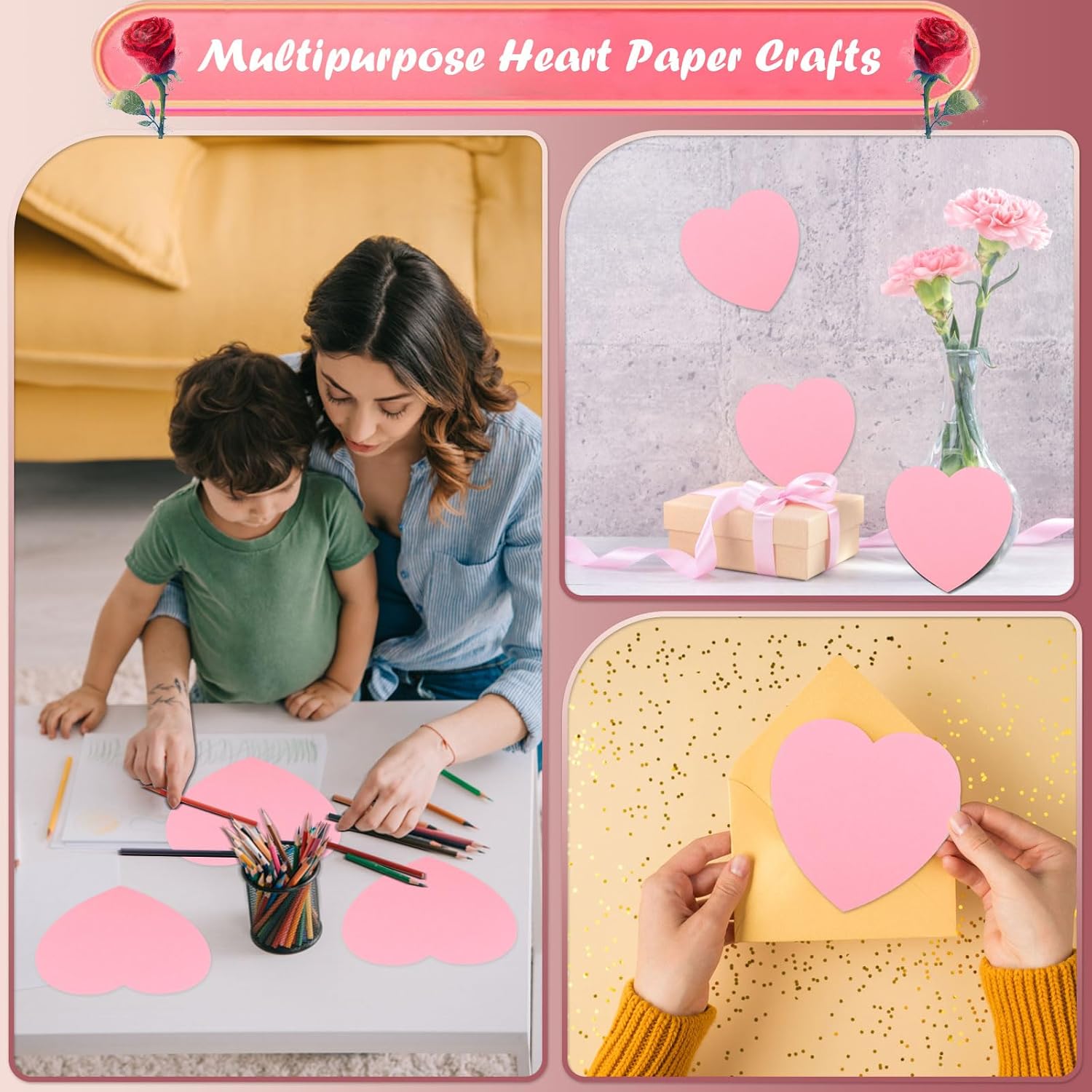 Large Heart Cutouts Pink Paper Heart 6 | Inspire Uplift