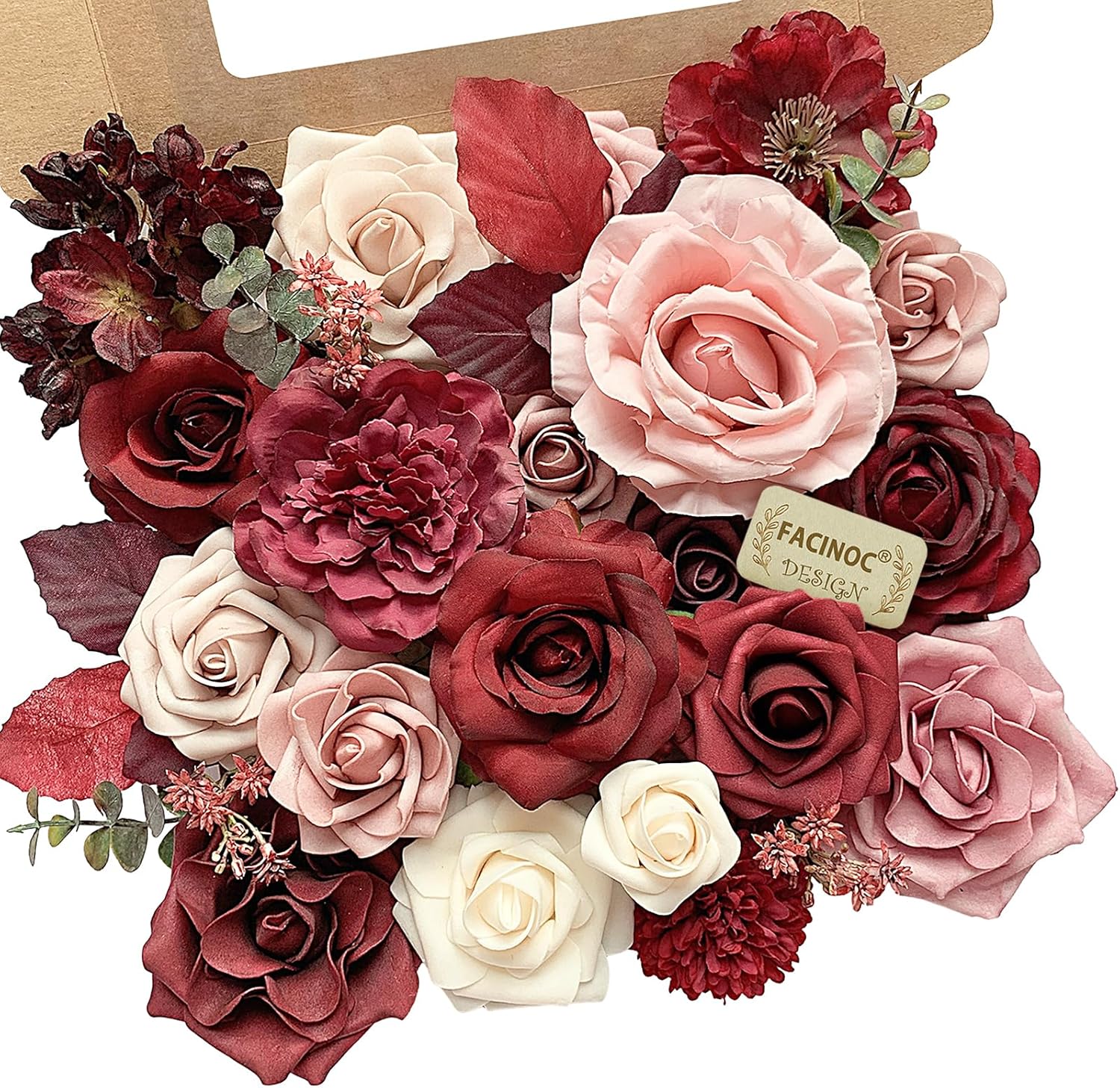 Rose Artificial Flowers Burgundy Fake Flower Bulk for DIY We | Inspire ...