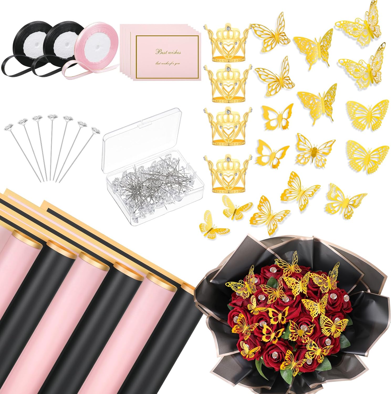 60 sheet Flower Wrapping Paper Waterproof Floral Bouquet Wra | Inspire ...