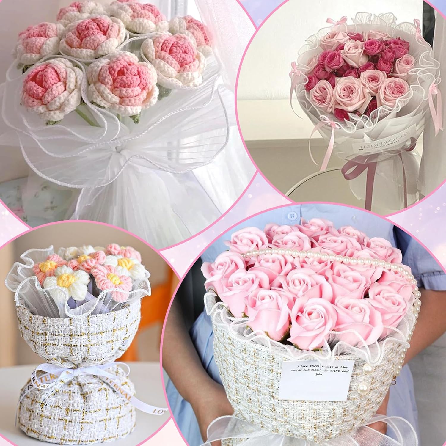 4 Yards Flower Wrapping Mesh Paper, White Floral Bouquet Wra | Inspire ...