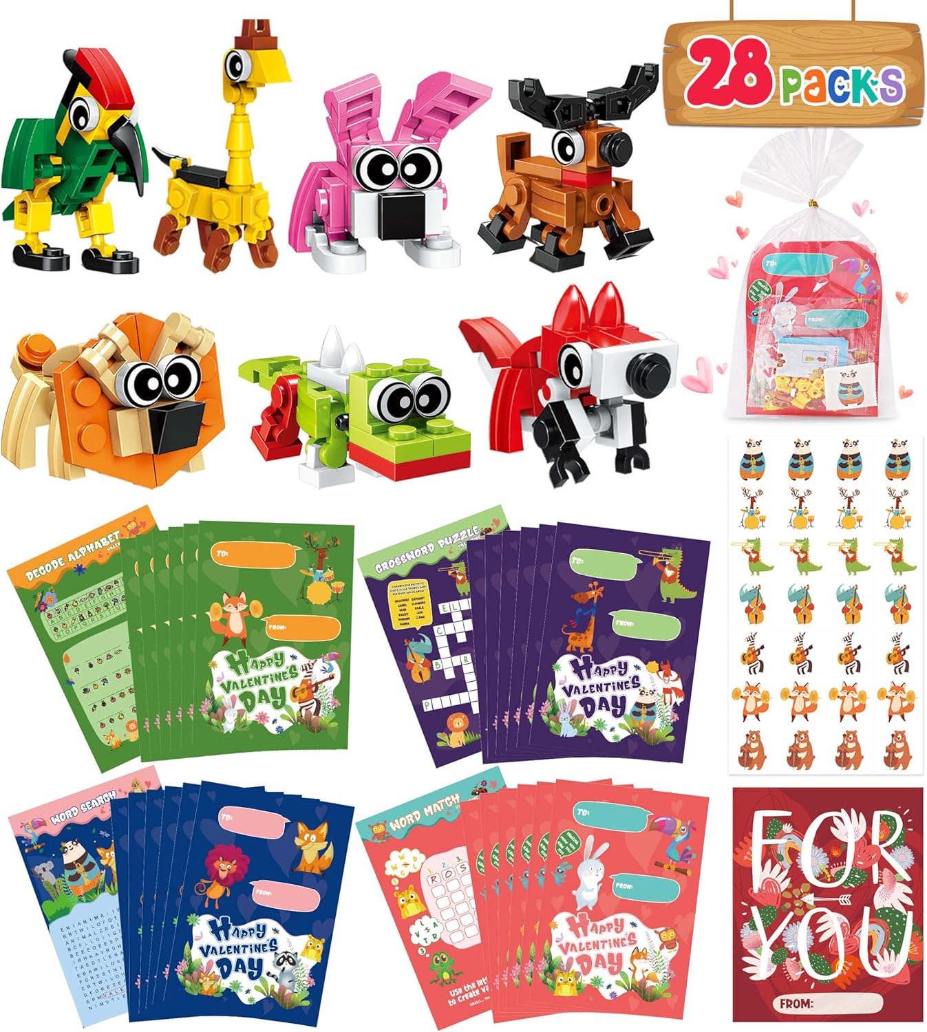 Valentines Day Gifts for Kids Classroom-28 Packs Animal Buil | Inspire ...