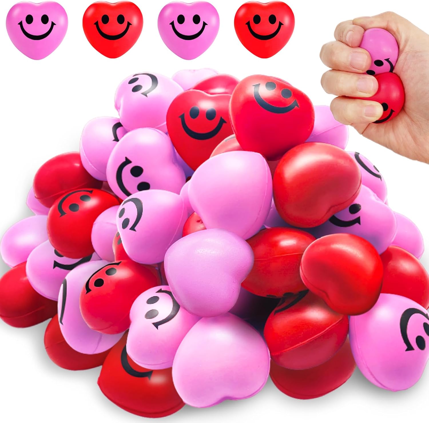 Heart Stress Balls, Mini 1.5Inch Smile Face Squeeze Stress R | Inspire ...