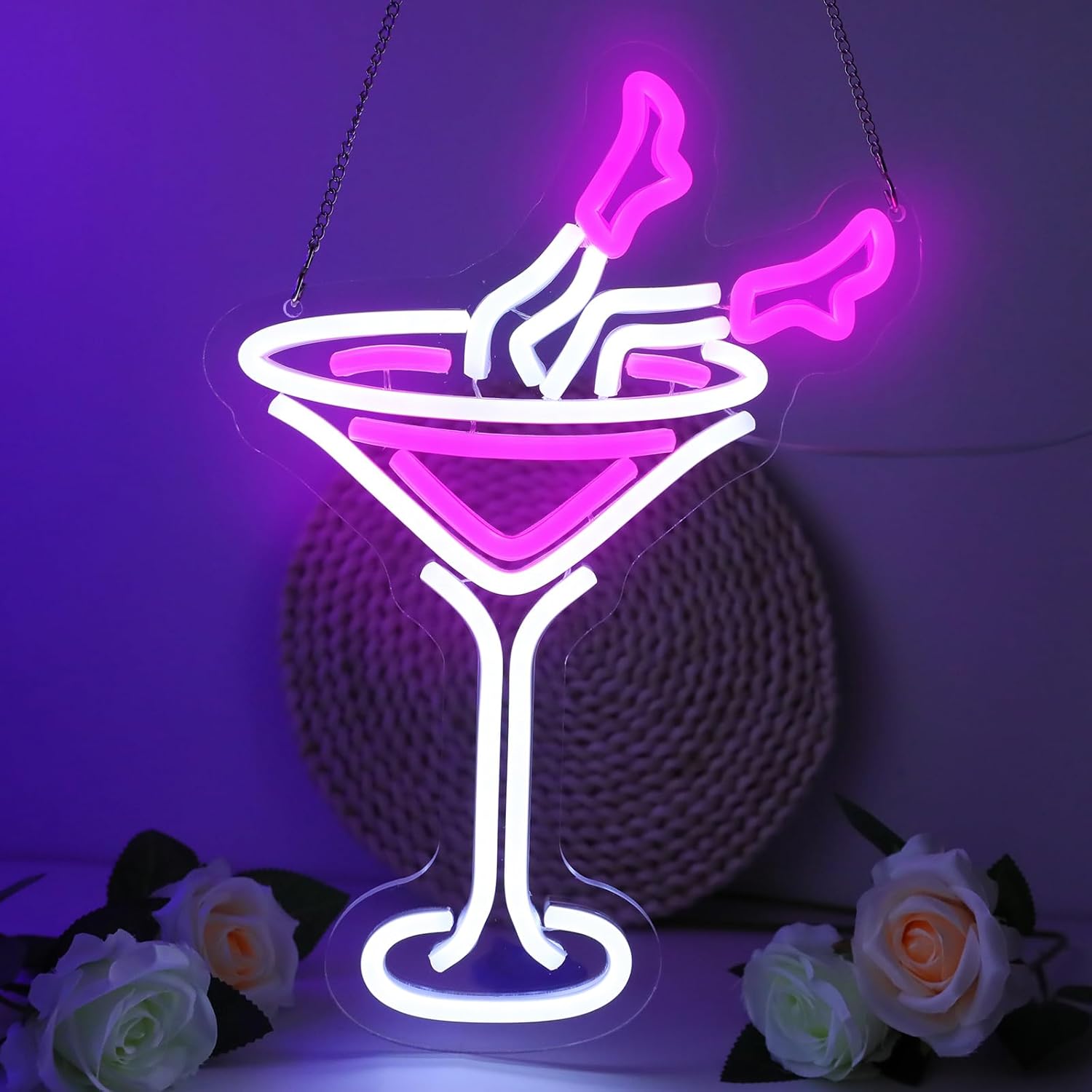 Cocktail Neon Sign Dimmable Drink Neon Signs Pink Bar Women | Inspire ...