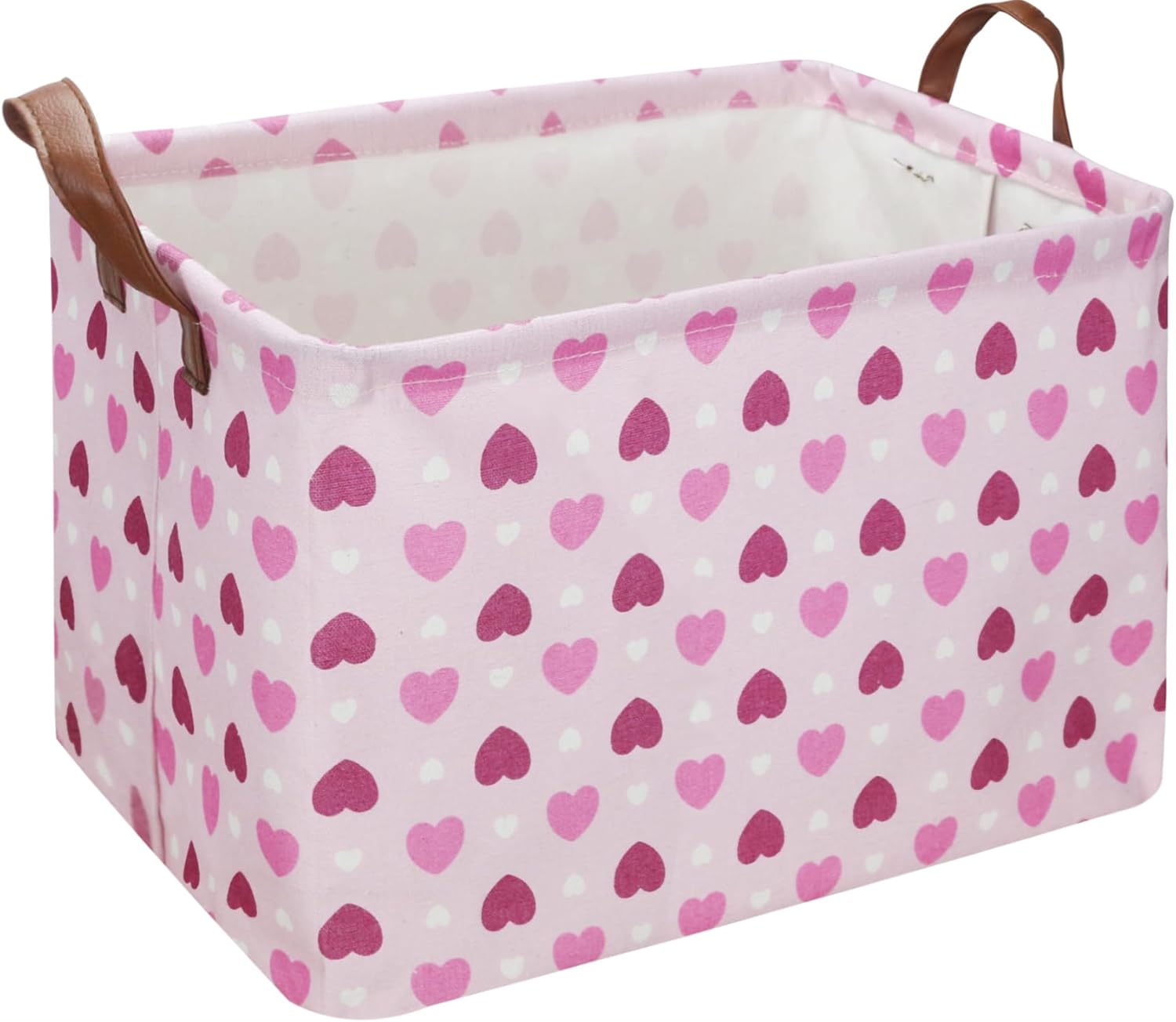 Rectangular Pink Heart Gift Basket Empty,Fabric Storage Bask | Inspire ...