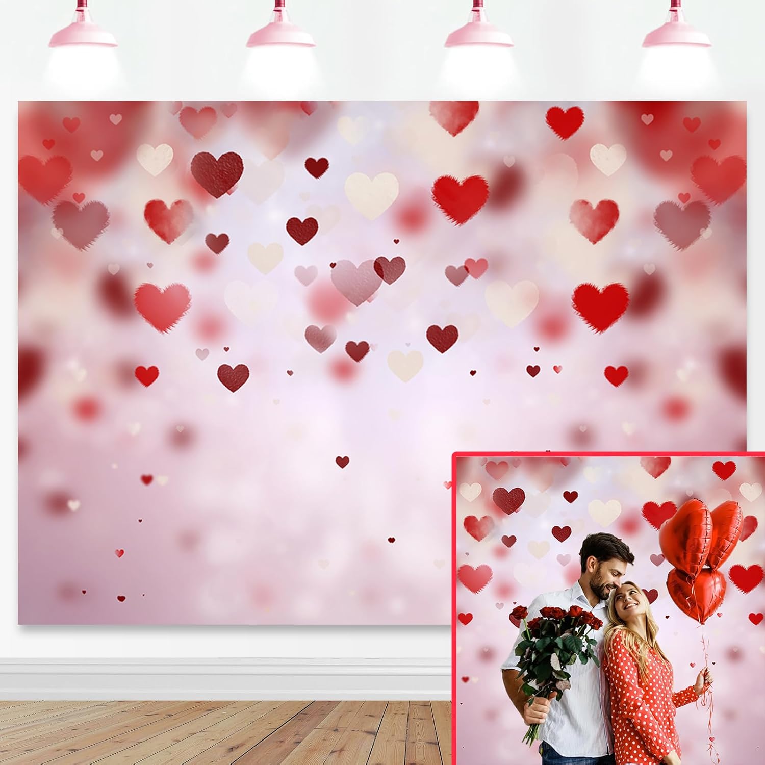 Valentines Day Backdrop Red Heart Decoration Photography Bac | Inspire ...