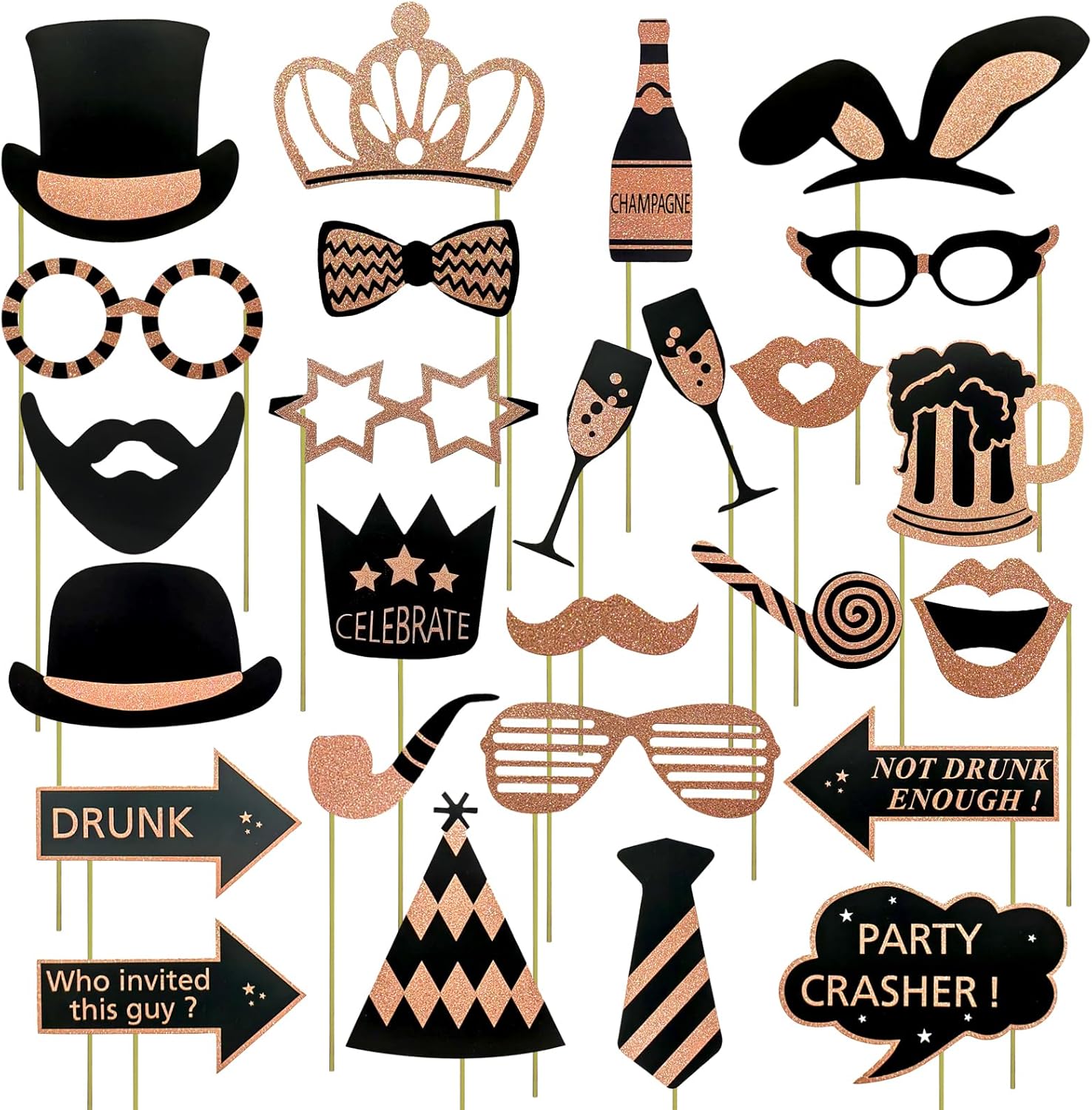 Party Photo Booth Props with Real Glitter Cute Designs for B | Inspire ...