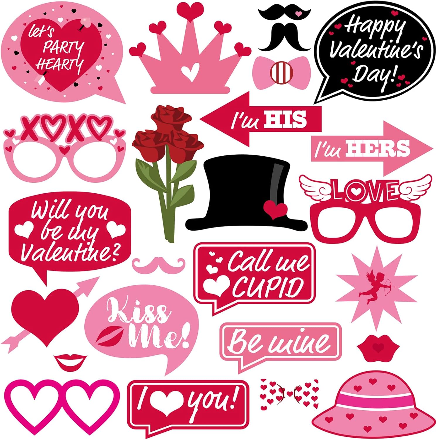 Valentines Day Photo Booth Props Lovers Selfie Photobooth Pr | Inspire ...
