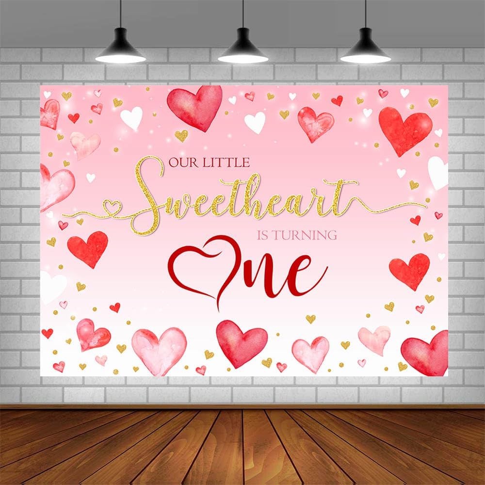Valentine's Day 1st Birthday Backdrop Sweetheart is Turning | Inspire Uplift