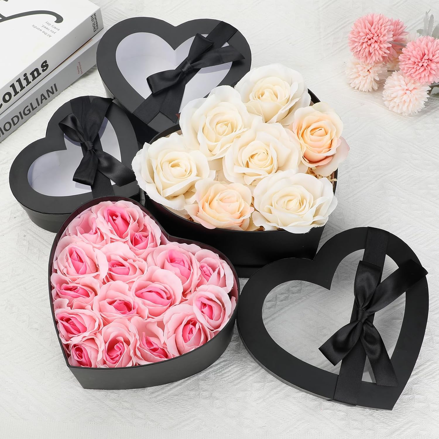 Set of 4 Nesting Gift Boxes with Clear Lids for Present | Inspire Uplift