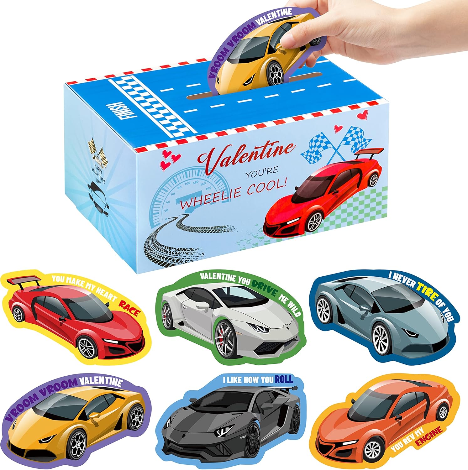 Valentines Day Racing Cars Boxes for Kids | Inspire Uplift