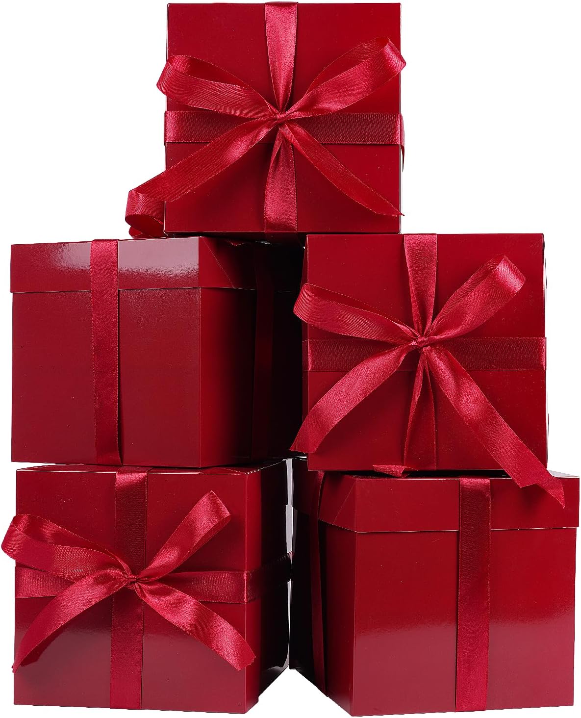 Red Gift Boxes with Lids, Ribbons and Tissue Papers Square G | Inspire ...