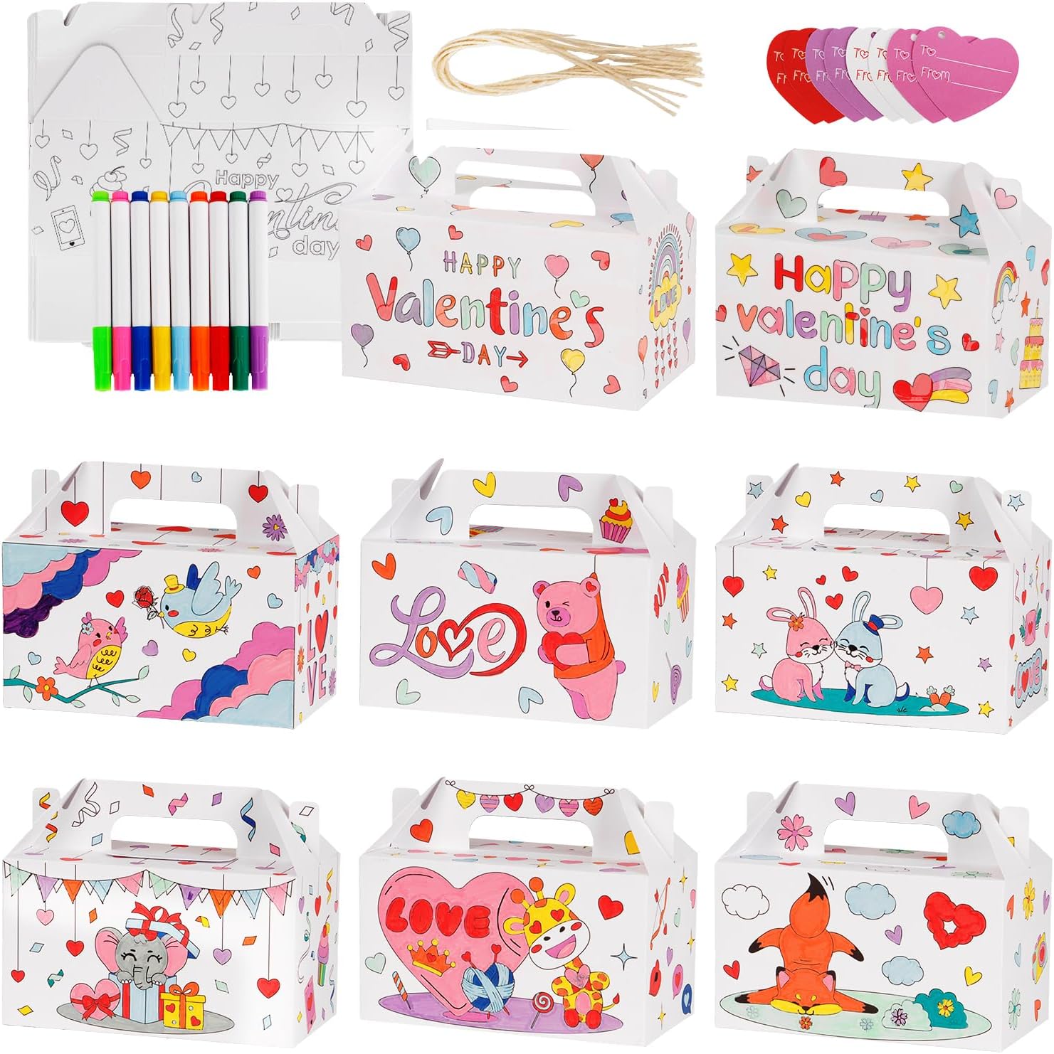 Valentines Day Treat Boxes DIY Color Your Own Paintable Anim | Inspire ...