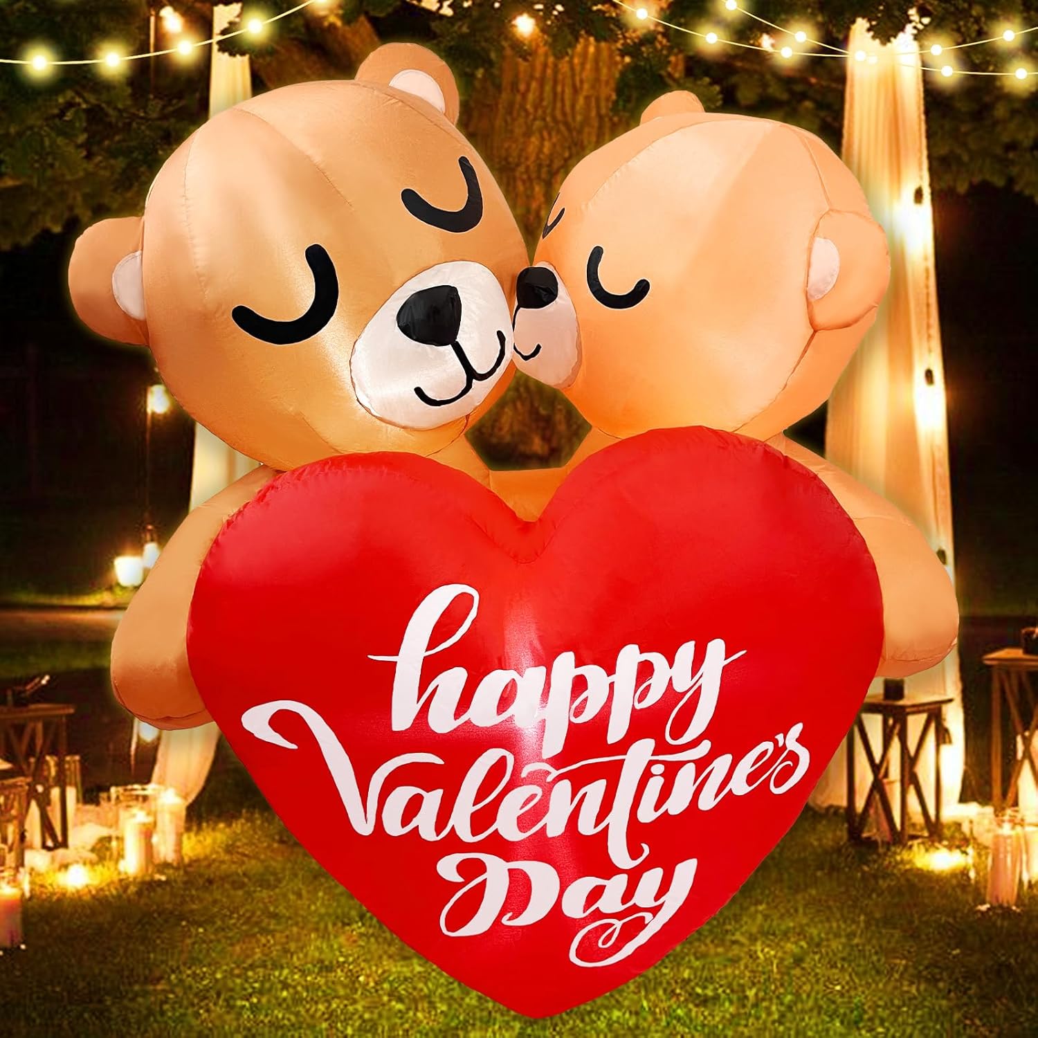 Inflatable Valentines Day Outdoor Decorations Couple Bear wi | Inspire ...