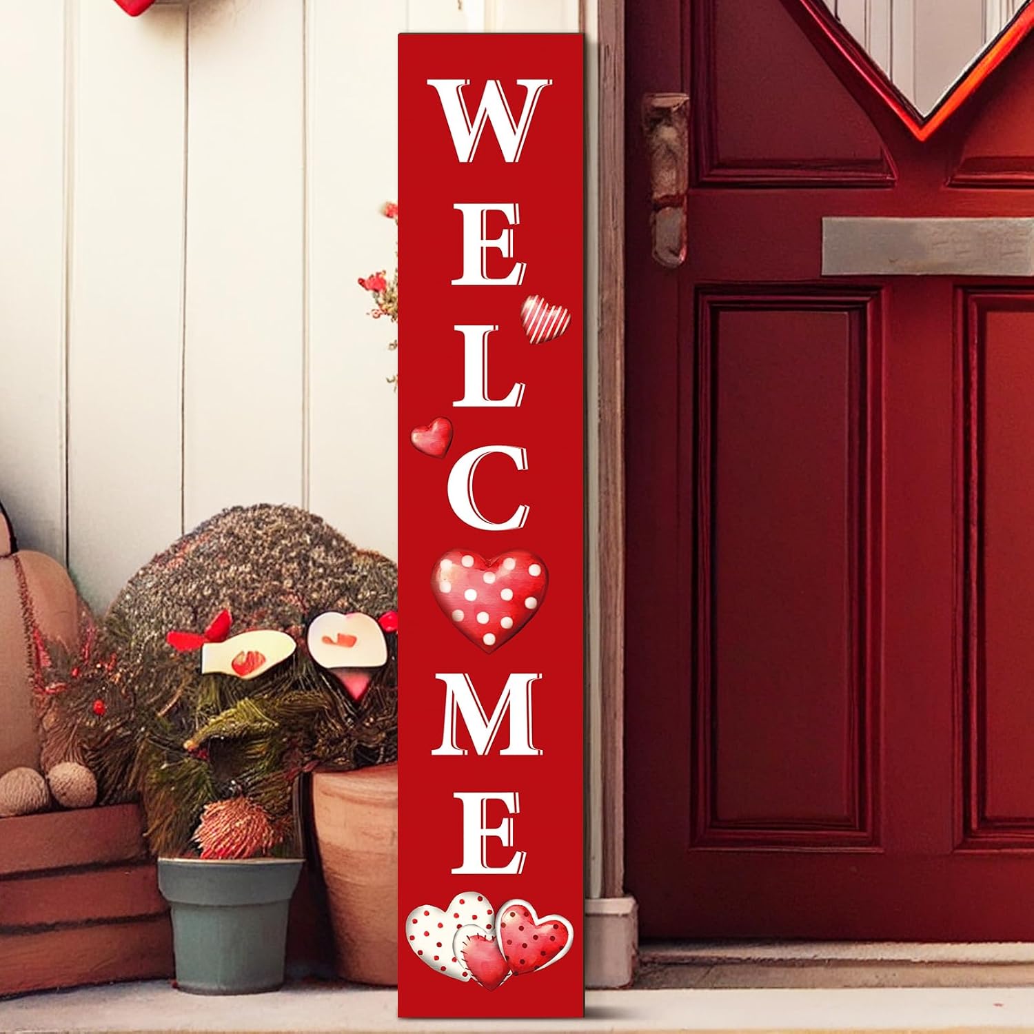 Valentine's Day Wooden Welcome Sign for Front Porch | Inspire Uplift