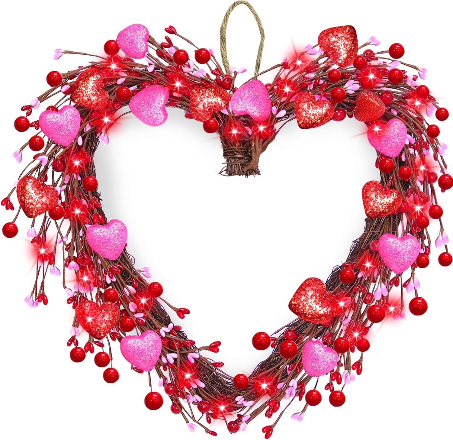 Valentine's Day Wreath, 16" Heart Shaped Wreath for Front Do | Inspire ...