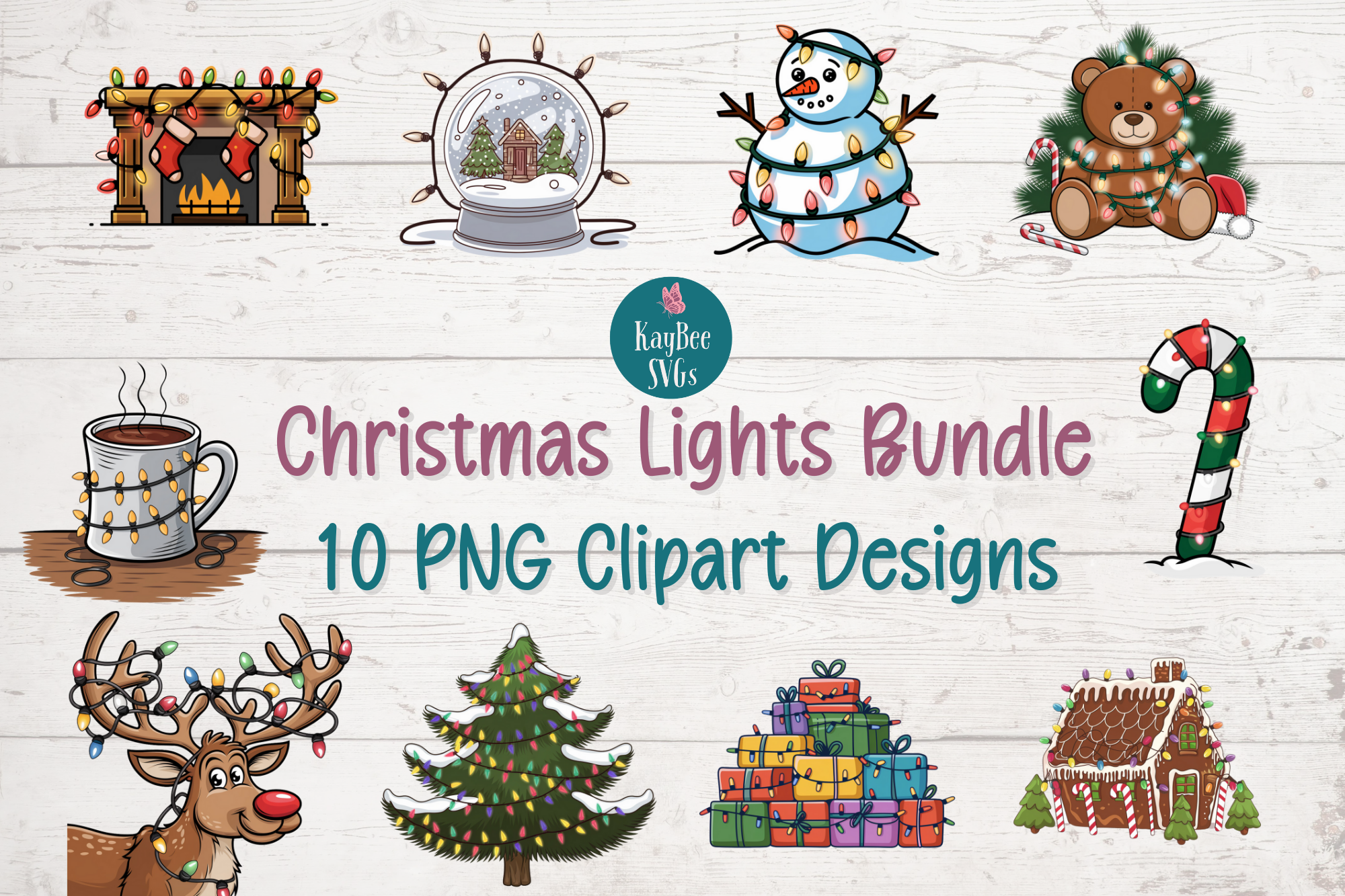 Christmas Lights PNG Clipart Bundle - Cartoon Clip Art - Set | Inspire ...
