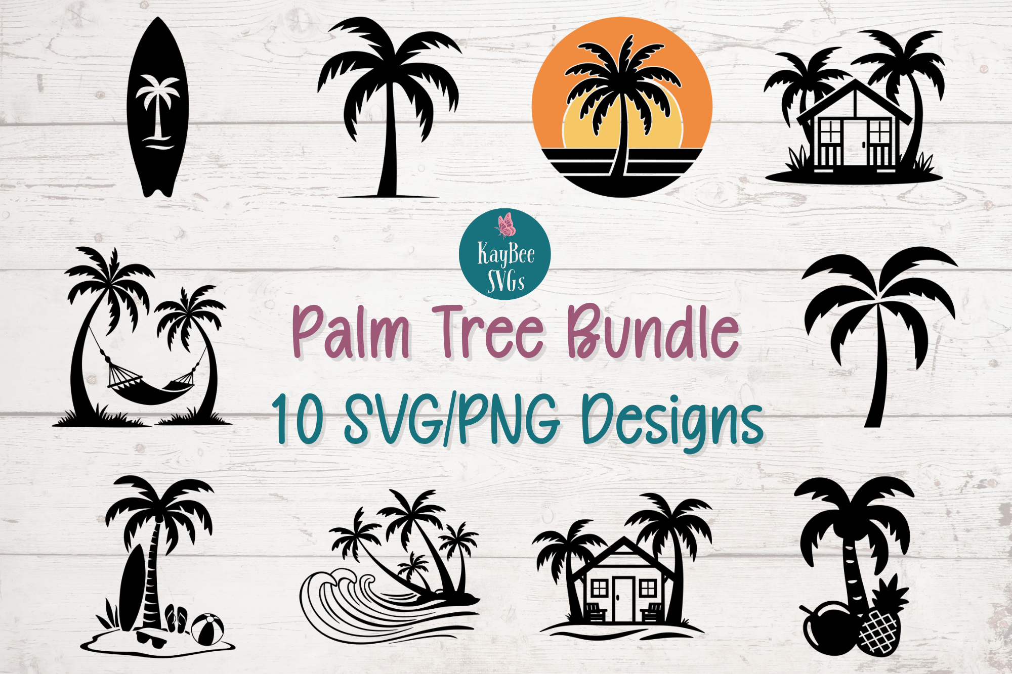 Palm Tree SVG Bundle - 10 SVG & PNG Cut Files for Cricut, La | Inspire ...