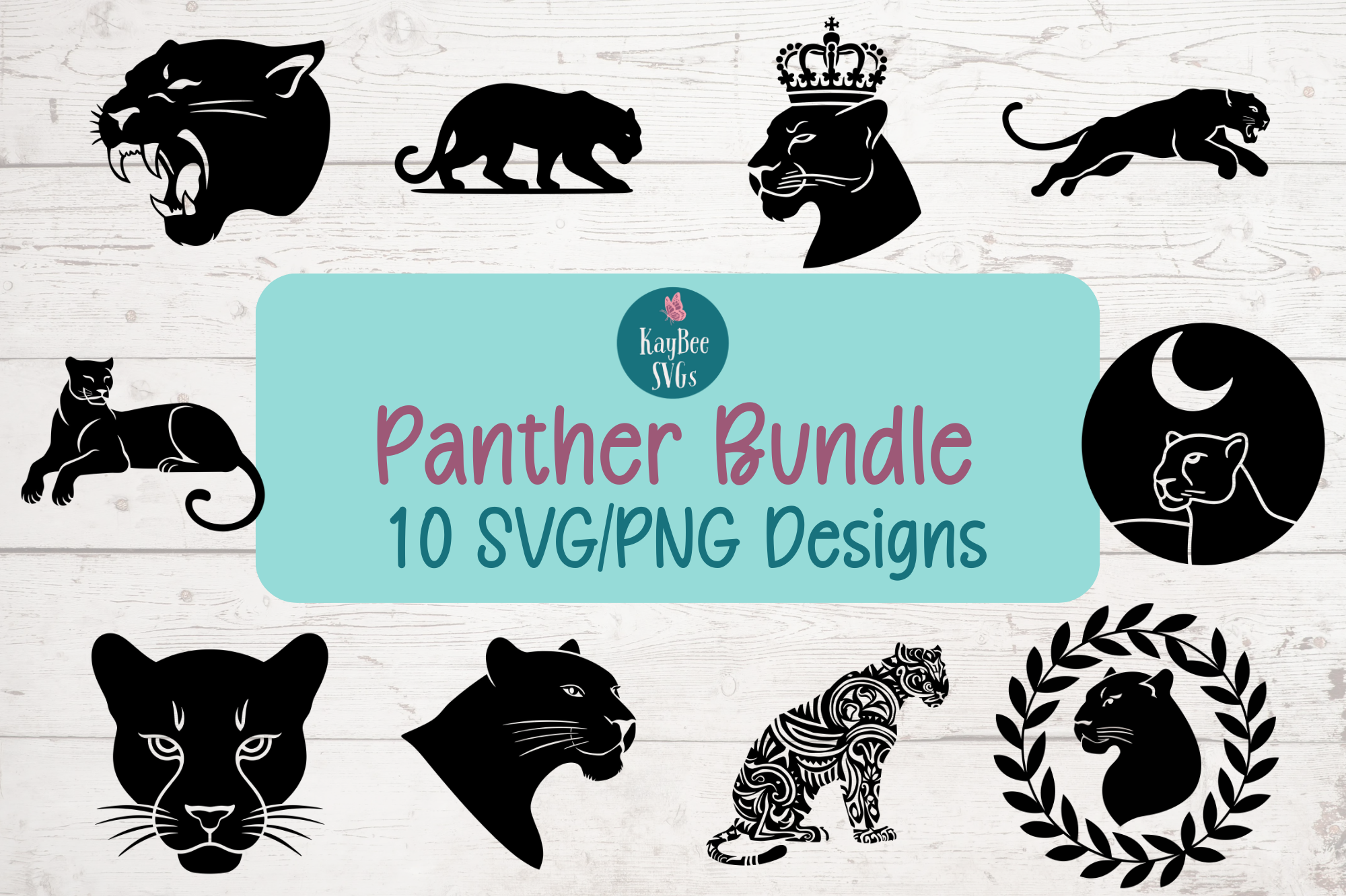 Panther SVG Bundle - 10 SVG & PNG Cut Files for Cricut, Lase | Inspire ...