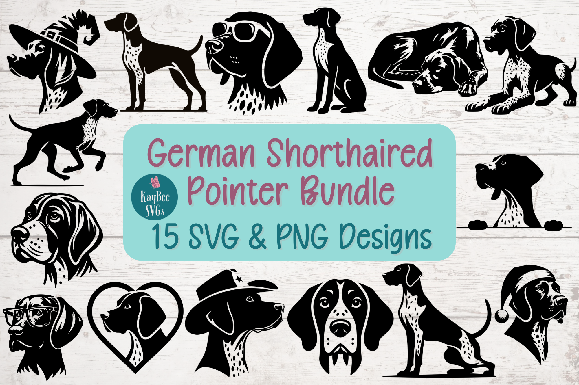 German Shorthaired Pointer Dog SVG Bundle - 15 SVG & PNG Cut | Inspire ...